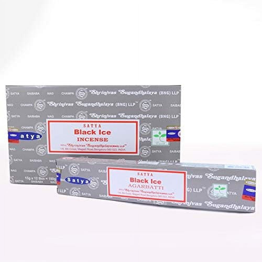 Satya Black Ice Incense Sticks 12 Packs x 15 Grams Box of 180 Grams ...