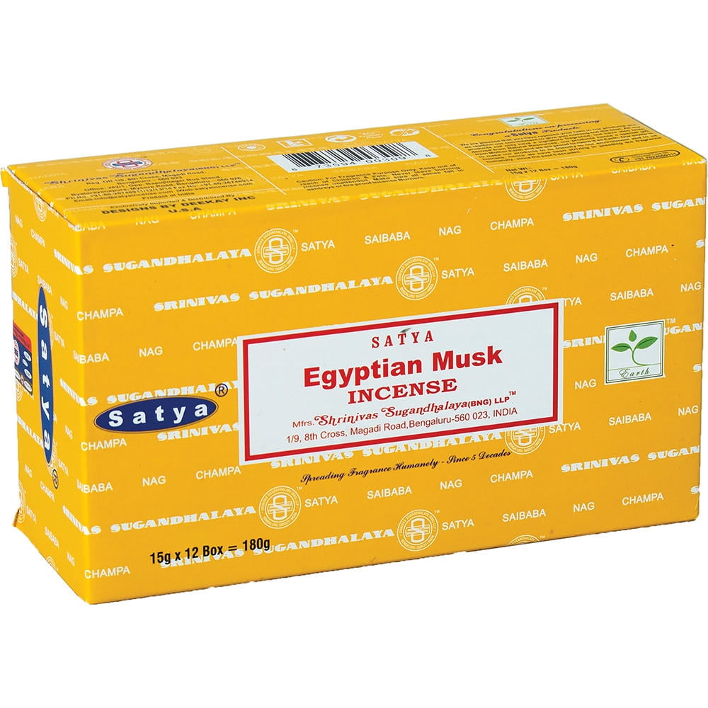 Satya Egyptian Musk Incense Sticks Dozen 12 Packs x 15 Grams Box of 180 ...