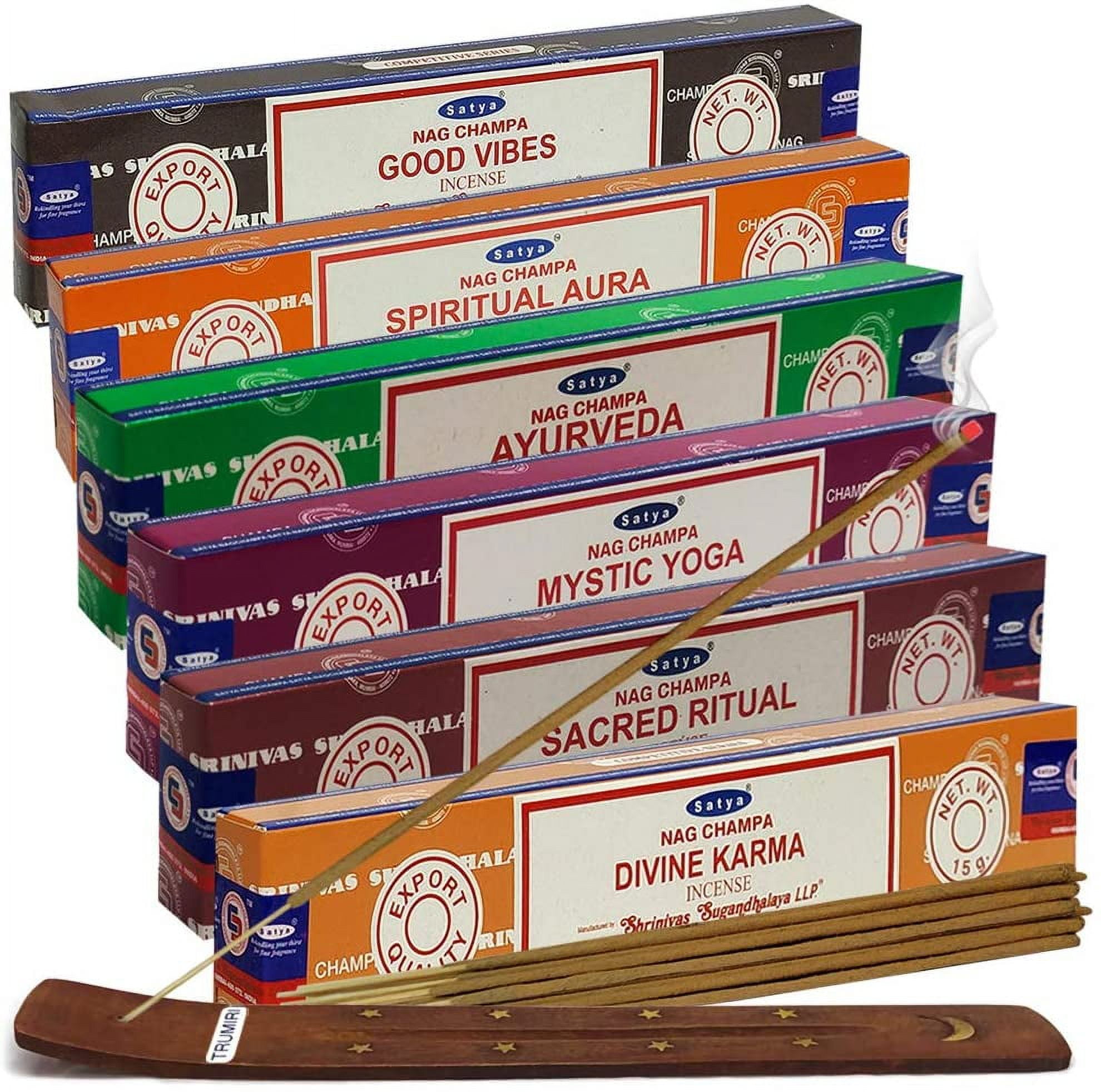 Satya Incense Sticks Variety Pack #5 and Incense Stick Holder Bundle ...