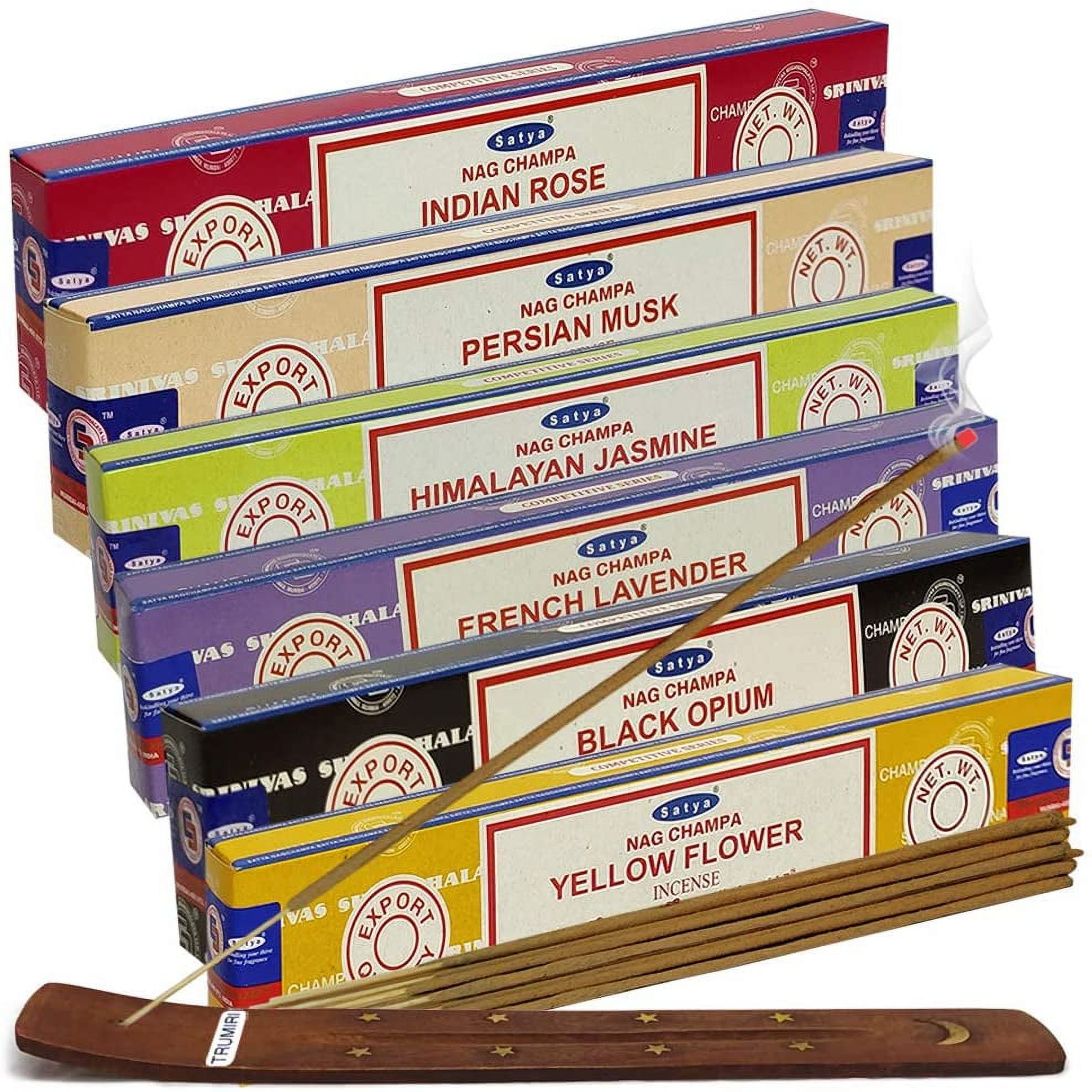 Satya Incense Sticks Variety Pack #7 and Incense Stick Holder Bundle ...