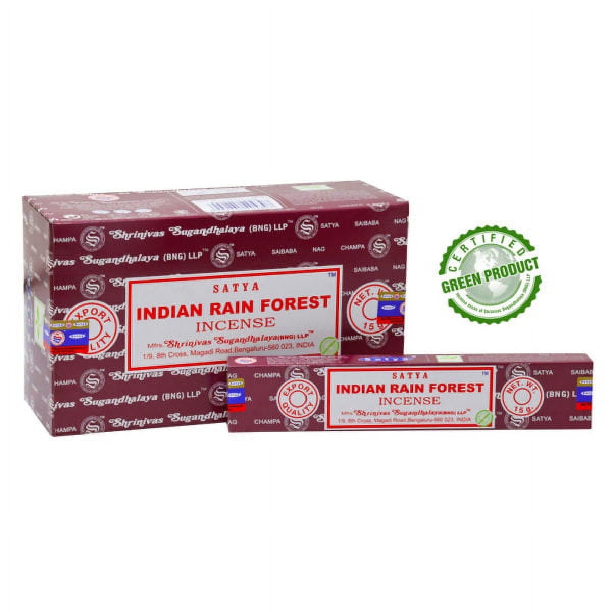 Satya Indian Rainforest Incense Sticks 12 Packs x 15 Grams Box of 180 ...