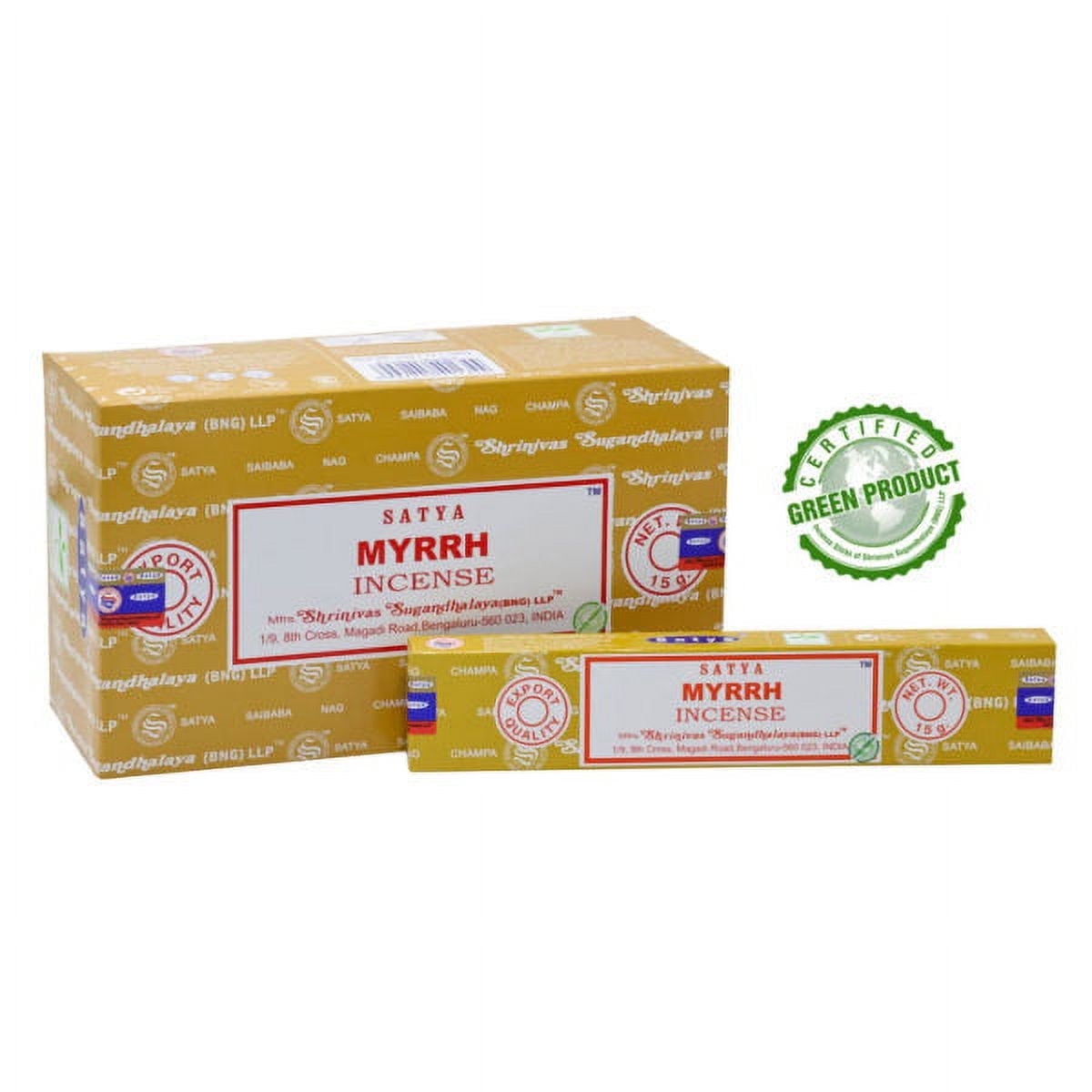 Satya Myrrh Incense Sticks 12 Packs x 15 Grams Box of 180 Grams ...