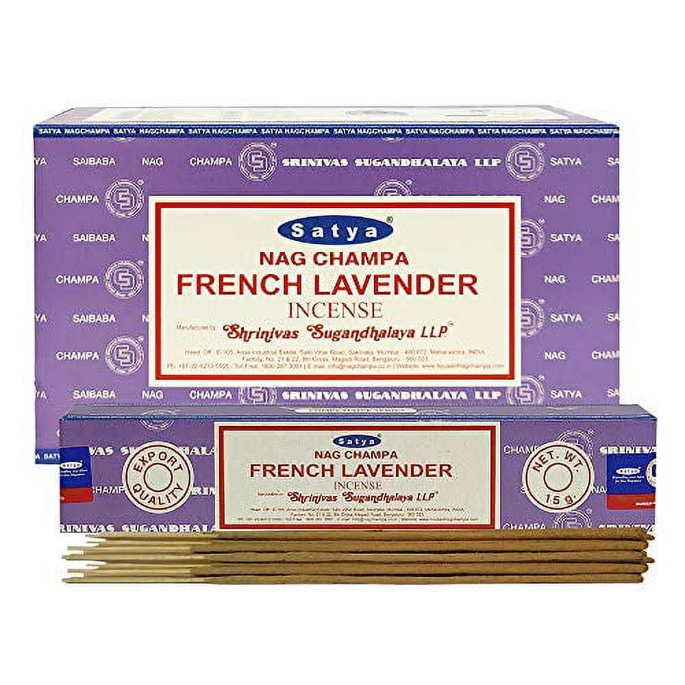 Satya Nag Champa French Lavender Incense Sticks Pack of 12 Boxes 15gms ...