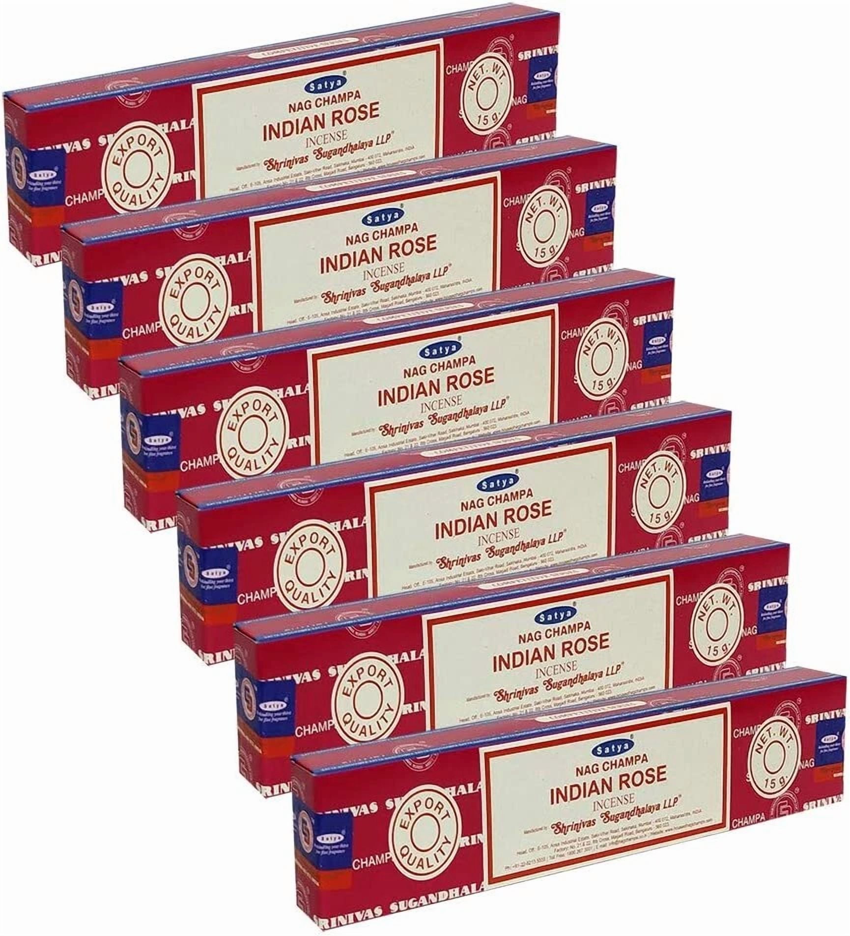 Satya Nag Champa Indian Rose Incense Sticks Pack Of 6 Boxes 15Gms ...