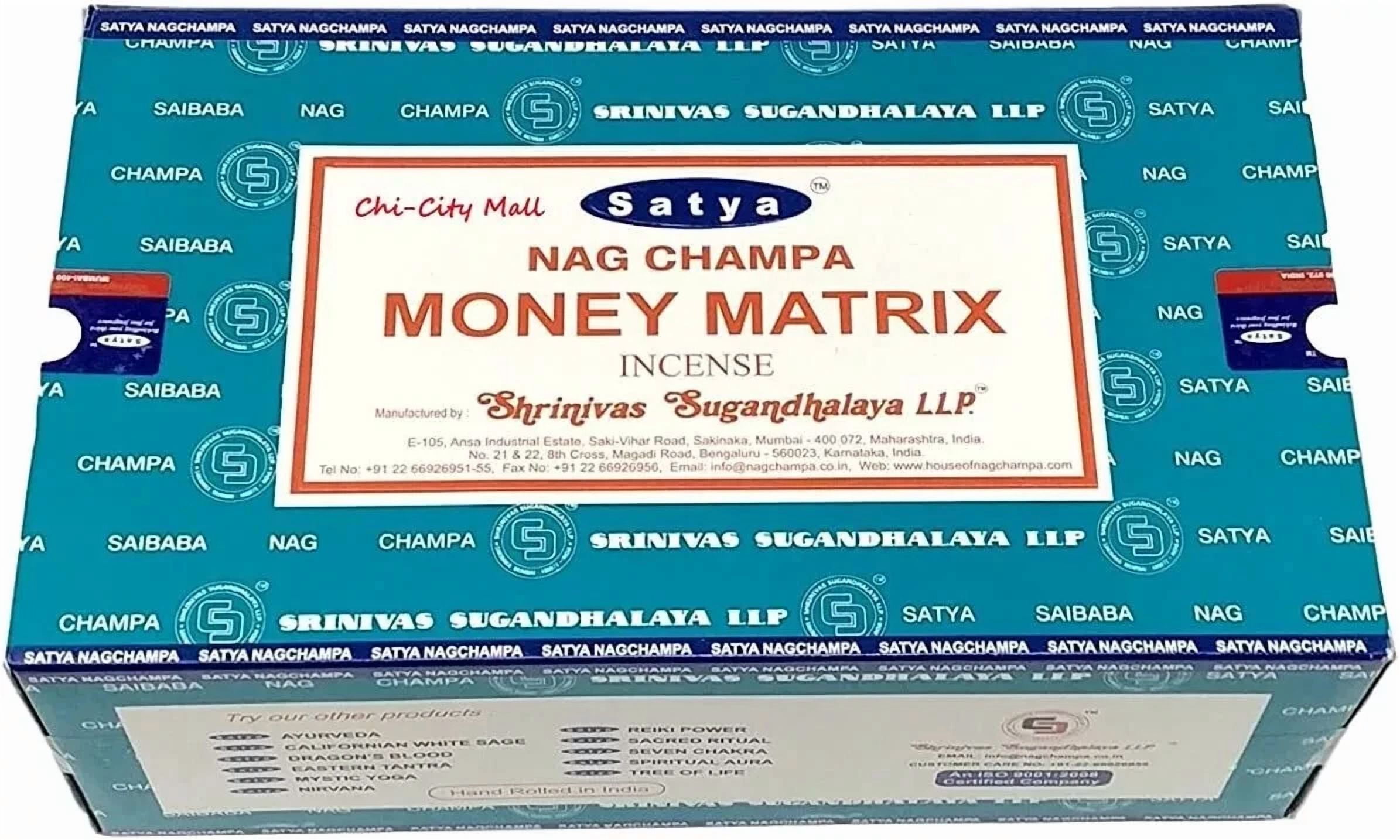 Satya Nag Champa Money Matrix Incense Sticks Pack 15 Gms X 12 Boxes ...