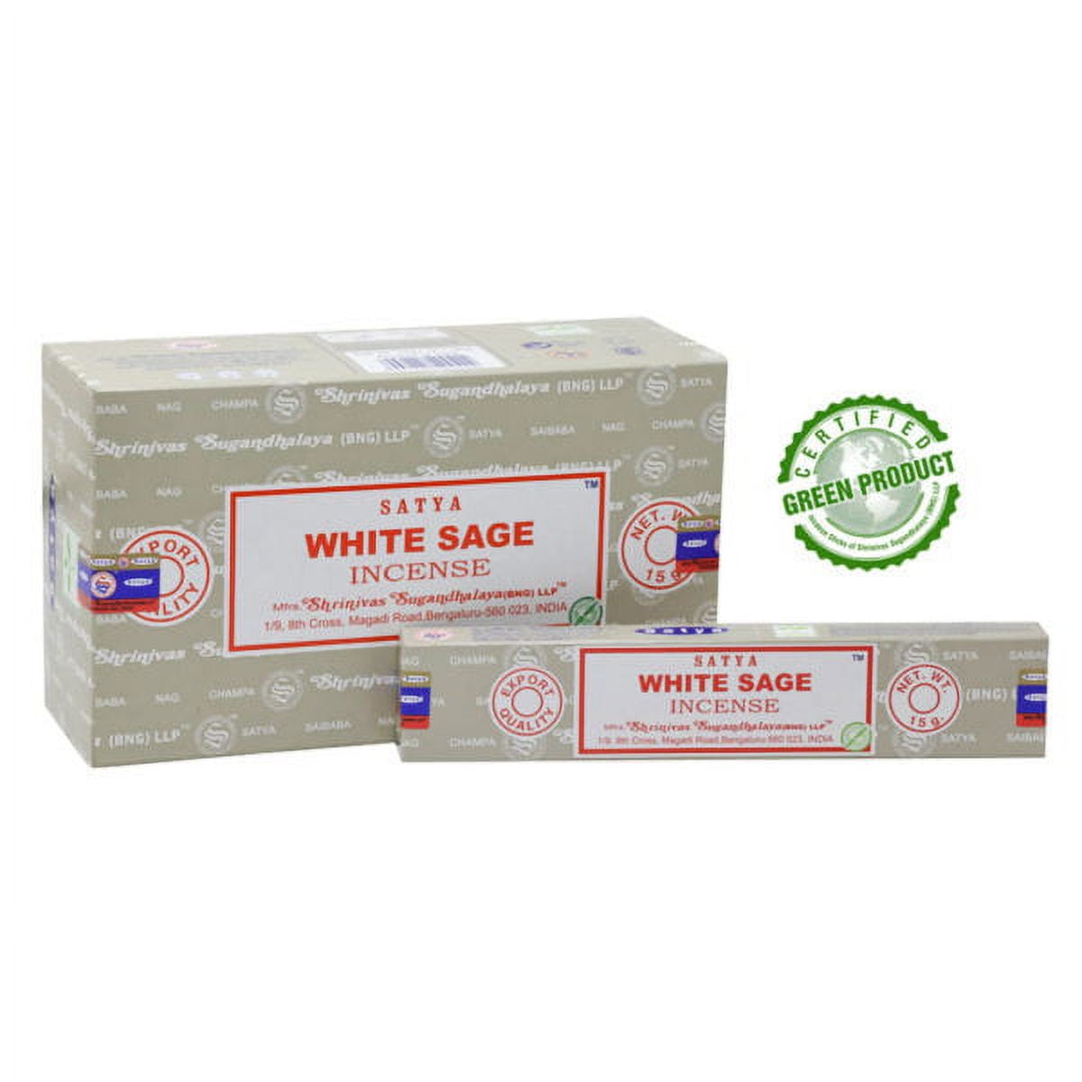 Satya White Sage Incense Sticks 12 Packs x 15 Grams Box of 180 Grams ...