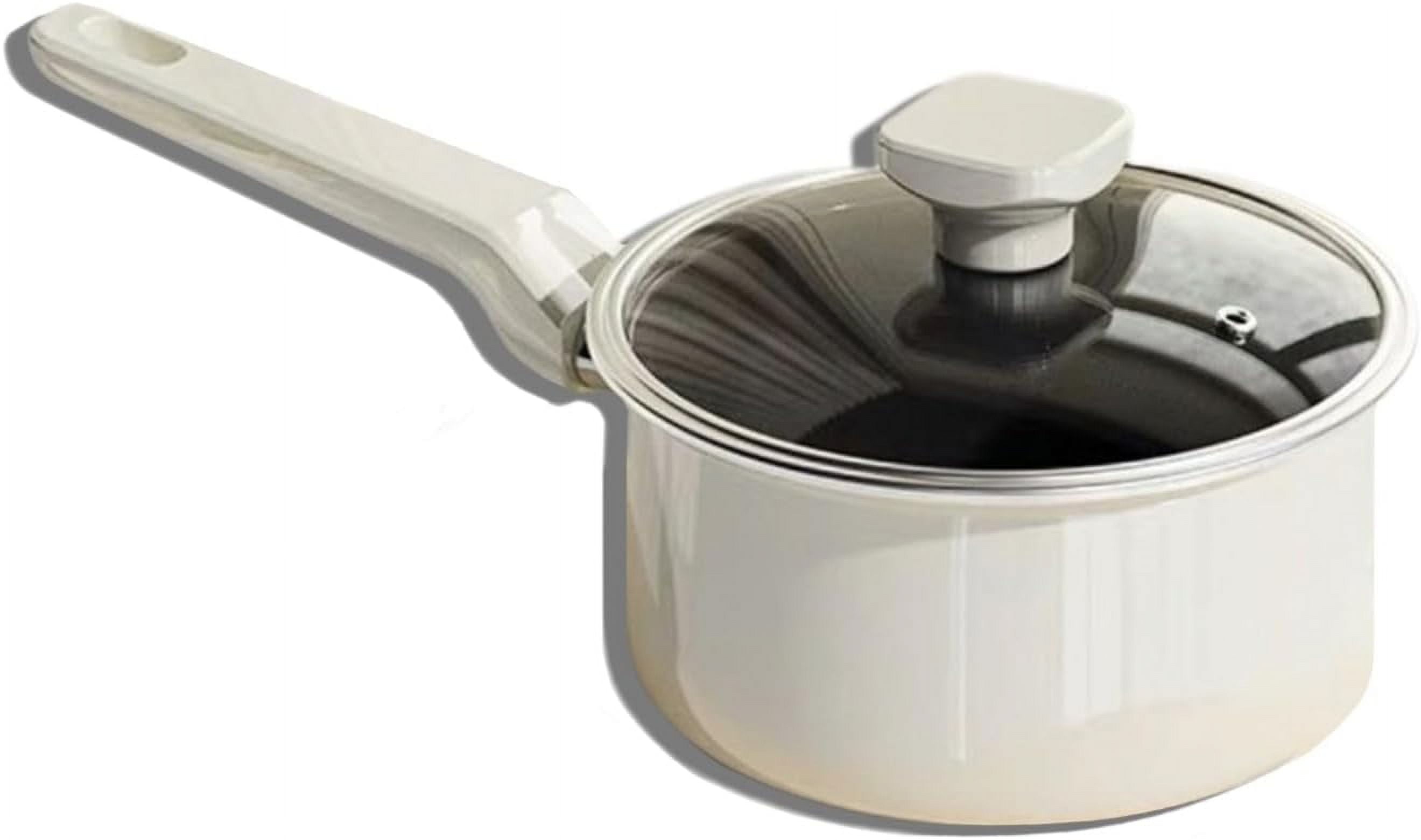 Sauce Pan with Lid, 1.8 Quarts Aluminum Free Enamel Milk Pot with ...