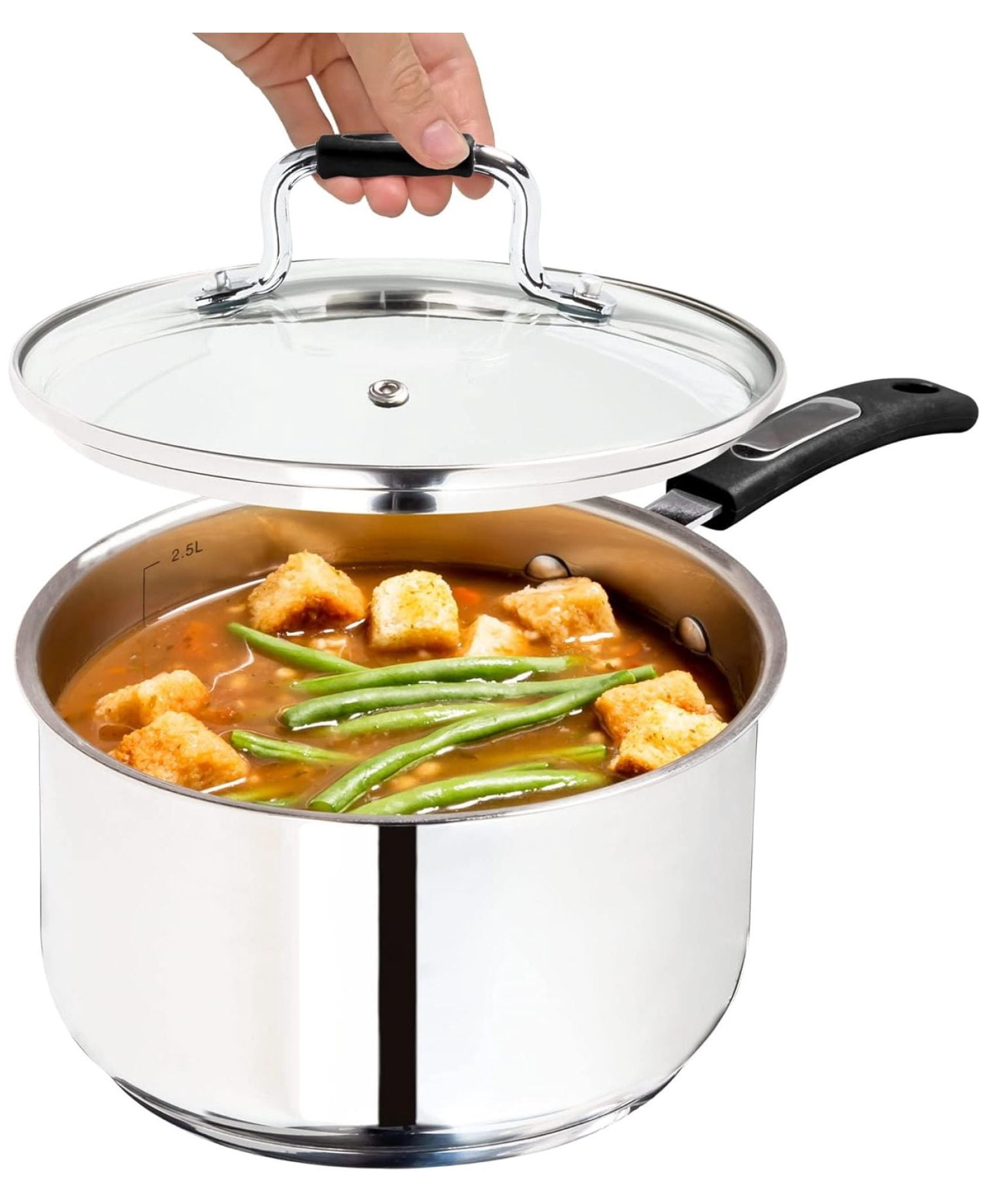 Sauce Pan, Stainless Steel 3 Quart Sauce Pan with Clear Glass Lid and ...
