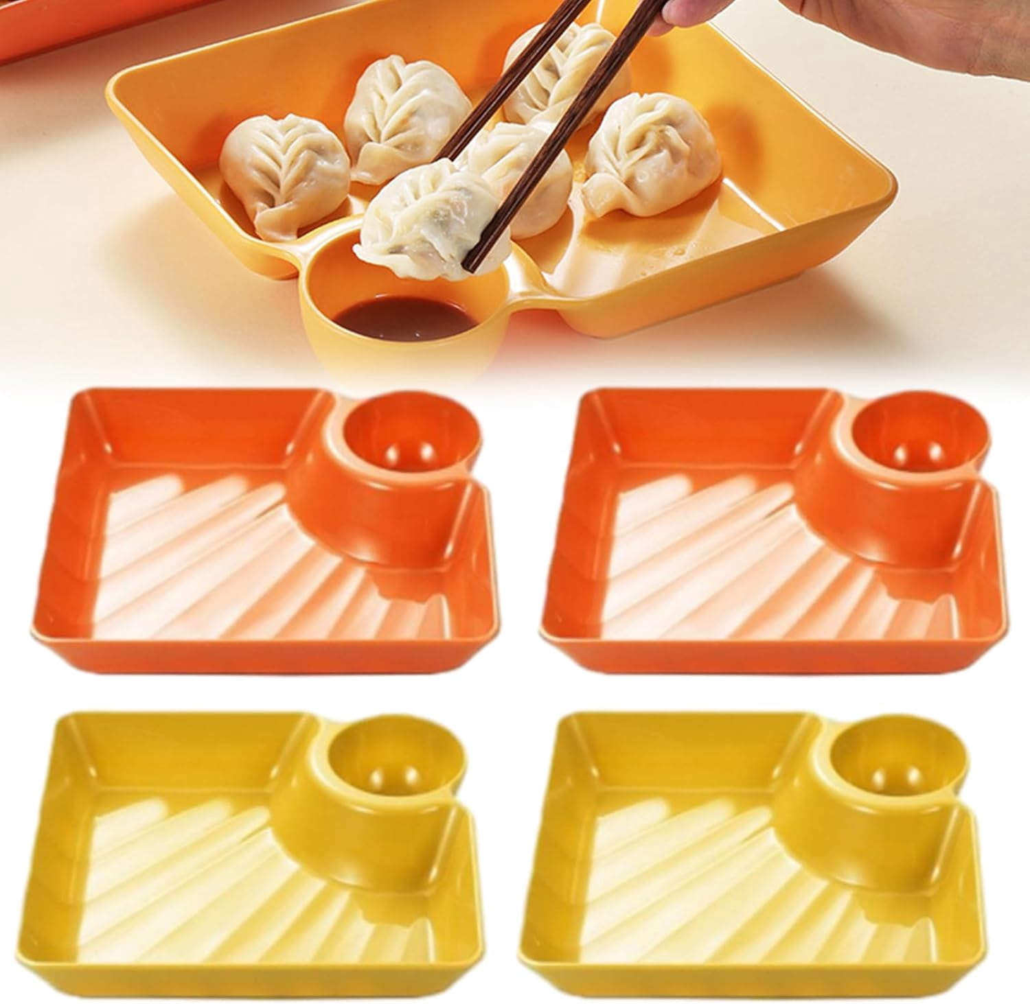 Sauce Separated Plate, 2026 New Dumpling Plate with Sauce Dish ...