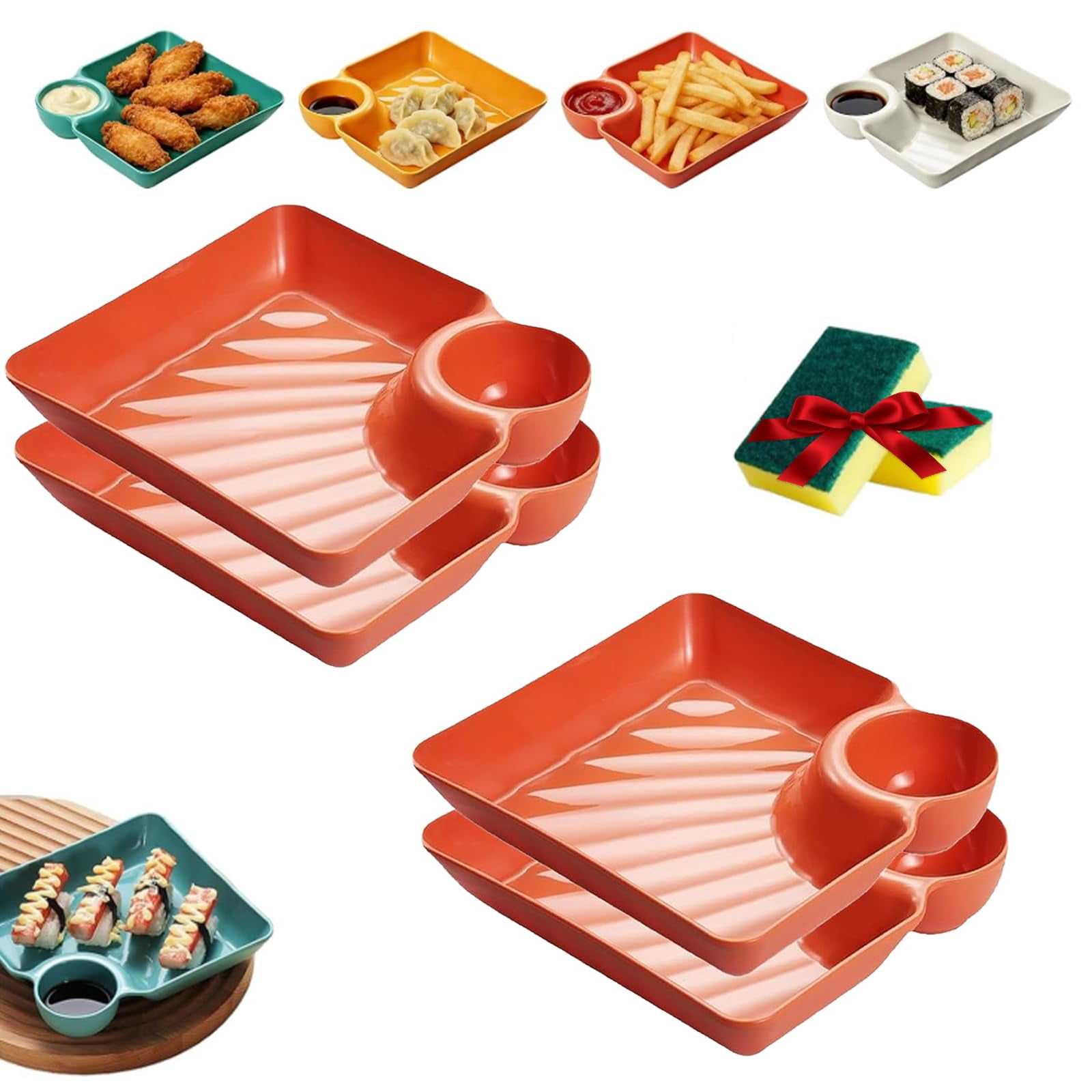Sauce Separated Plate, Chips and Salsa Serving Dish, Japanese Dumpling ...