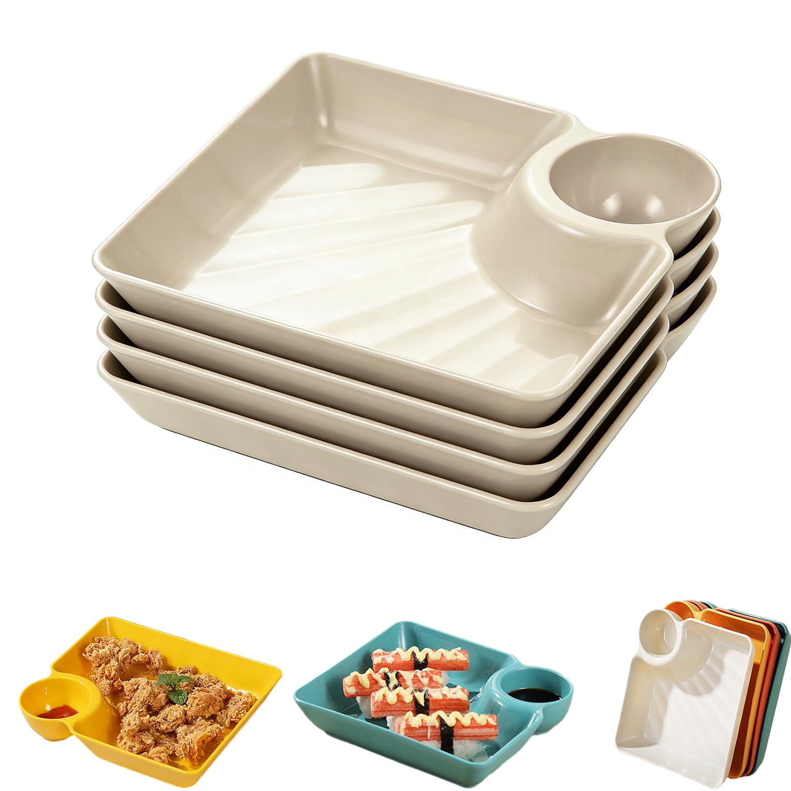 Sauce Separated Plate, Chips and Salsa Serving Dish Plates, Square ...