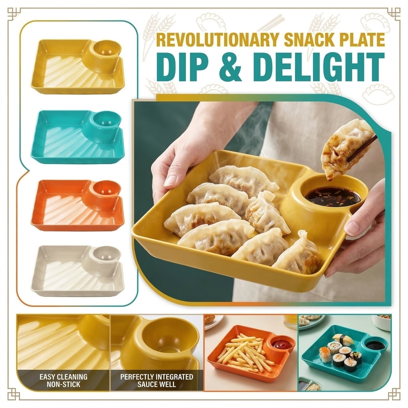Sauce Separated Serving Platter – Reusable Dip and Chip Bowl Tray with ...