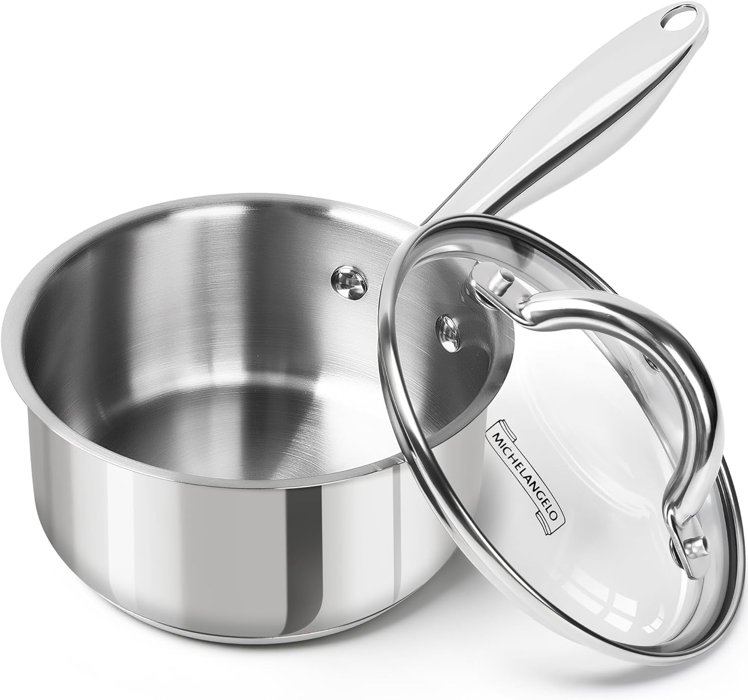 Saucepan Set 6pc, 18/10 Stainless Steel Sauce Pan with Lid, Tri-Ply ...
