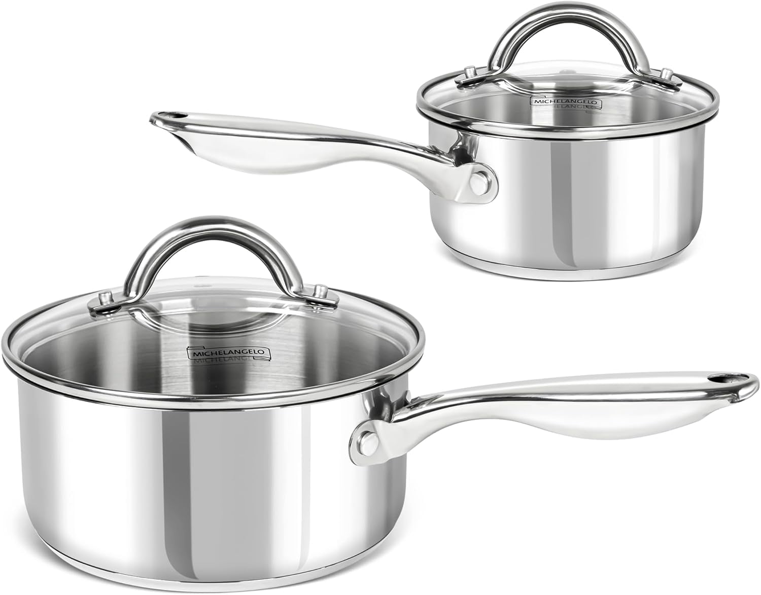 Saucepan Set 6pc, 18/10 Stainless Steel Sauce Pan with Lid, Tri-Ply ...