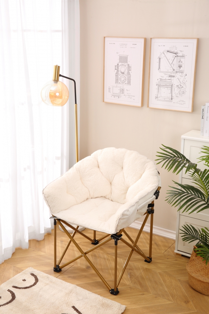 Saucer Chair, Soft Faux Fur Oversized Folding Accent Chair, Soft Furry ...