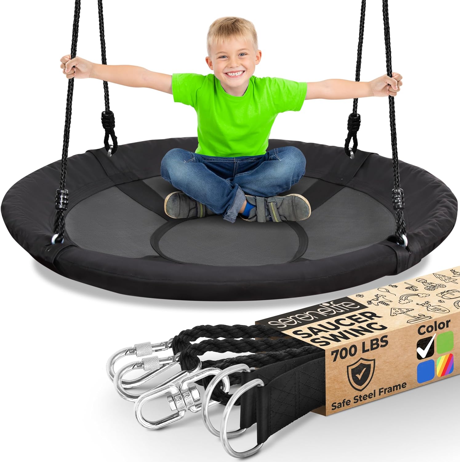 Saucer Swing with Tree Hang Kit, 40” Outdoor Tree Swing, 2 Adjustable ...