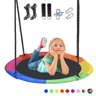 Costway 40'' Round Outdoor Net Circle Platform Swing Set with ...