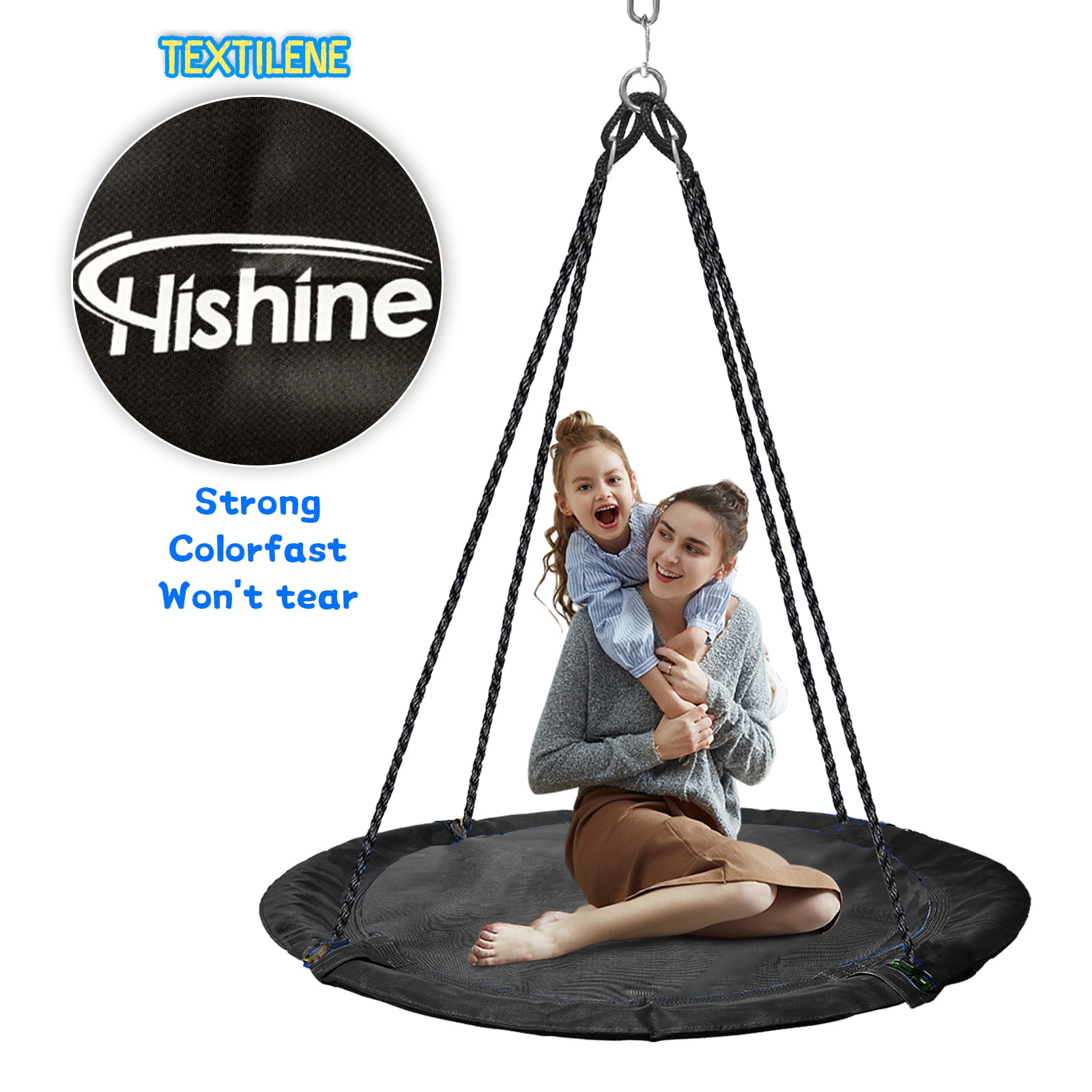 Saucer Tree Swing for Kids, 43" Waterproof Flying Saucer Swing with A Swivel, Hanging Straps ...