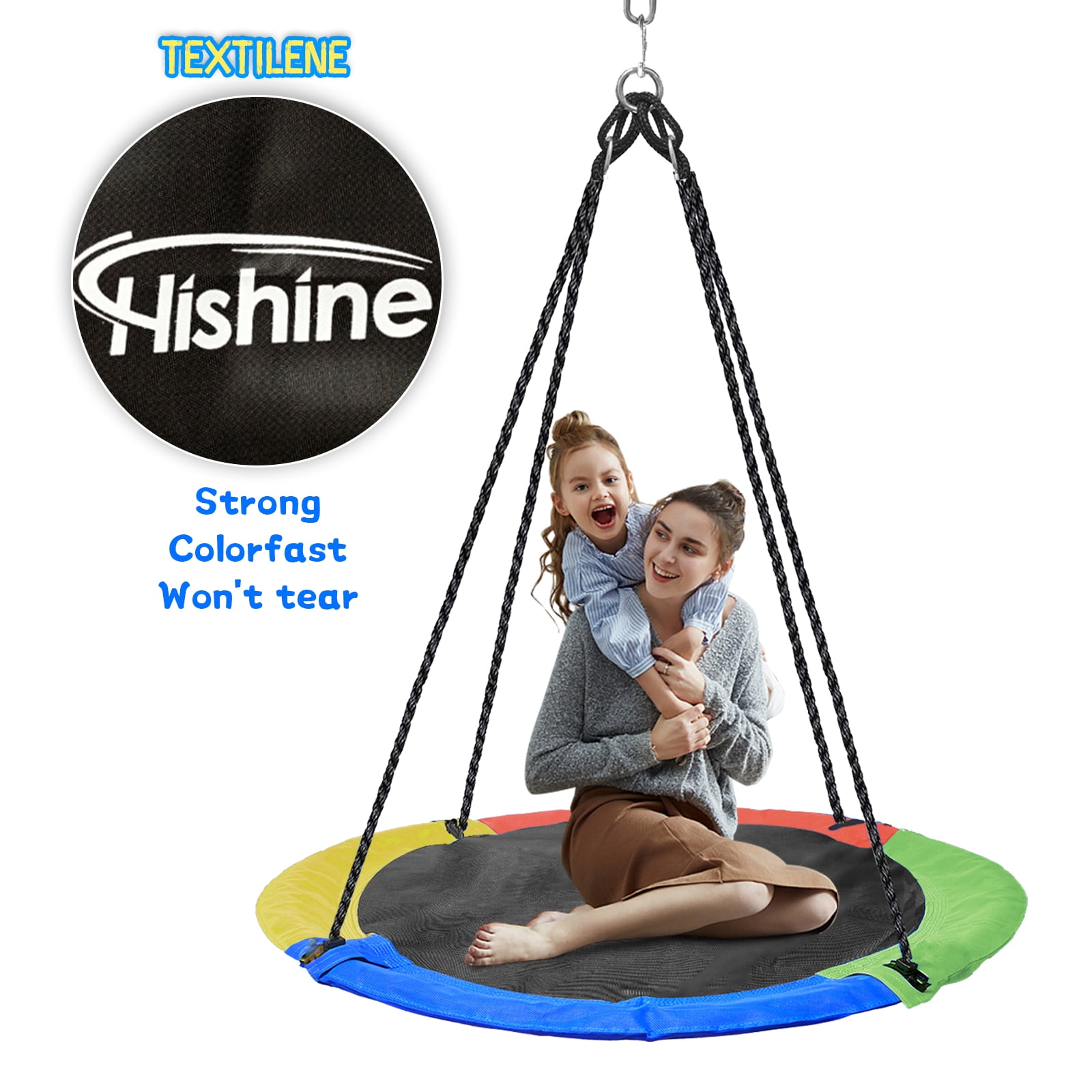 Saucer Tree Swing for Kids, 43" Waterproof Flying Saucer Swing with A Swivel, Hanging Straps ...