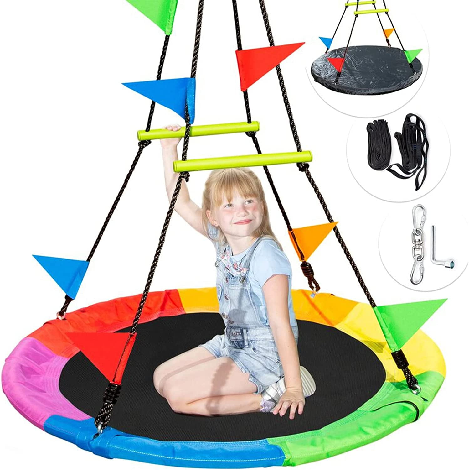 Saucer tree swing for kids 40''. Circle swings for outside. Round ...
