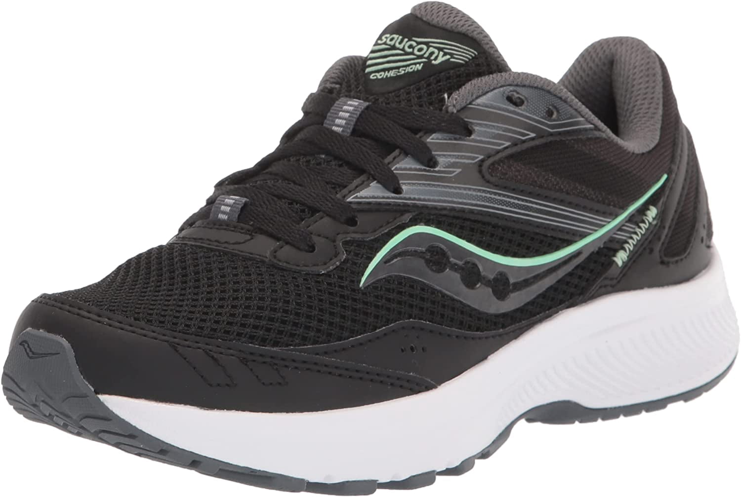 Saucony Women's Cohesion 15 Running Shoe 7.5 Wide Black/Meadow ...