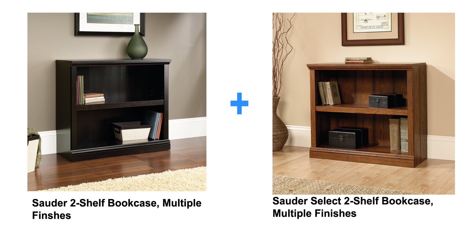 Sauder 2-shelf Bookcase, Multiple Finshes + Sauder select 2-shelf ...