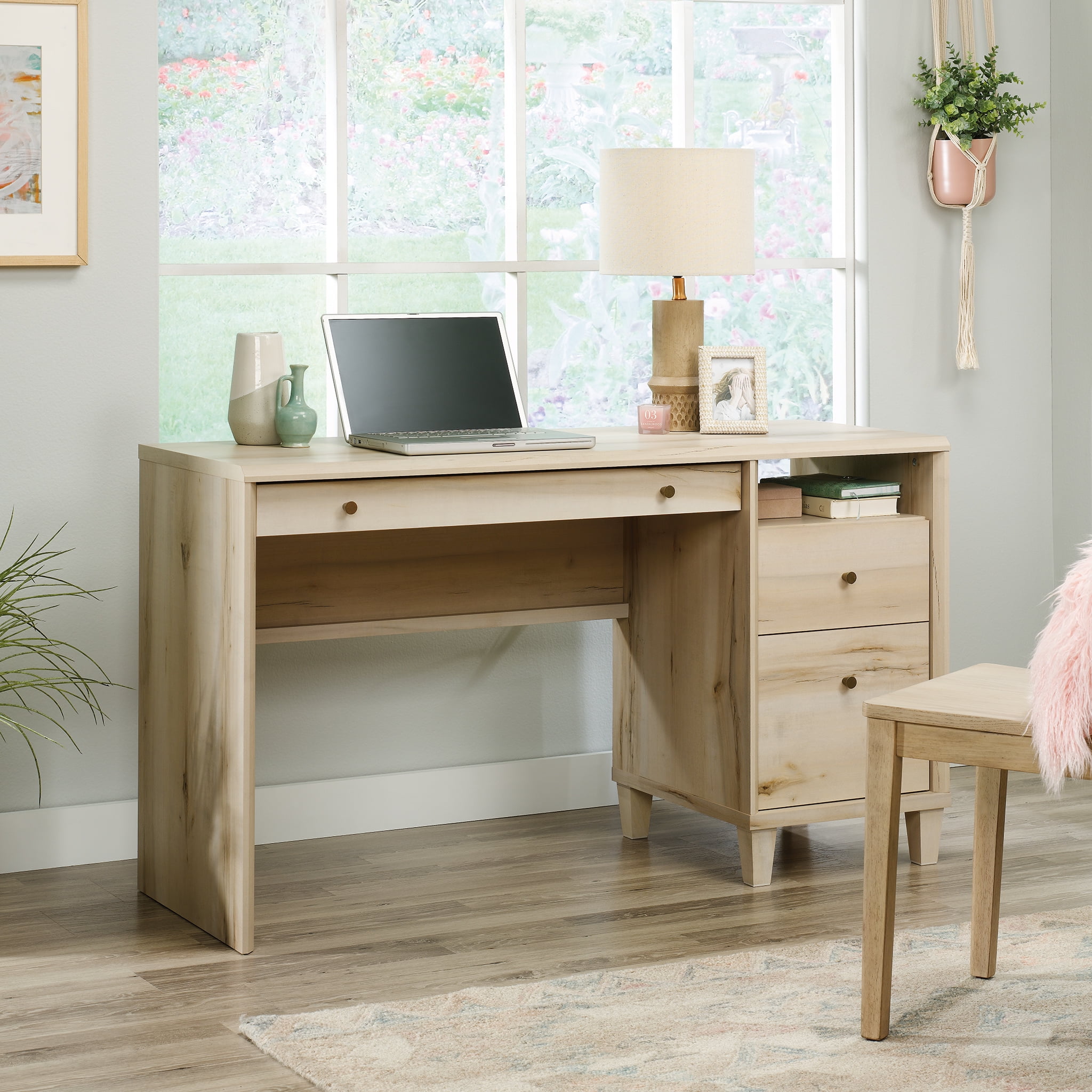 Sauder 425282 Willow Place Single Ped Desk, Pacific Maple™ Finish ...