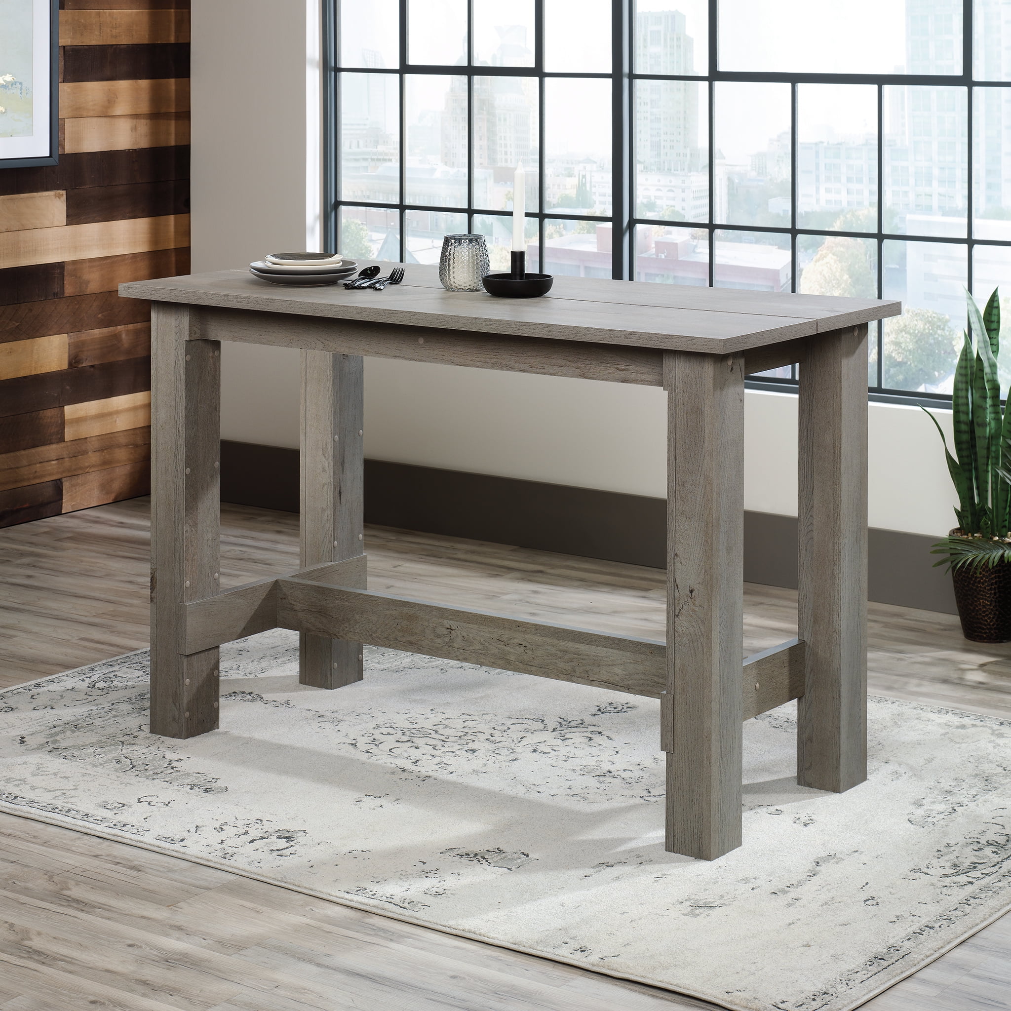 Sauder 427125 Boone Mountain Counter Height Dining Table, Mystic Oak ...