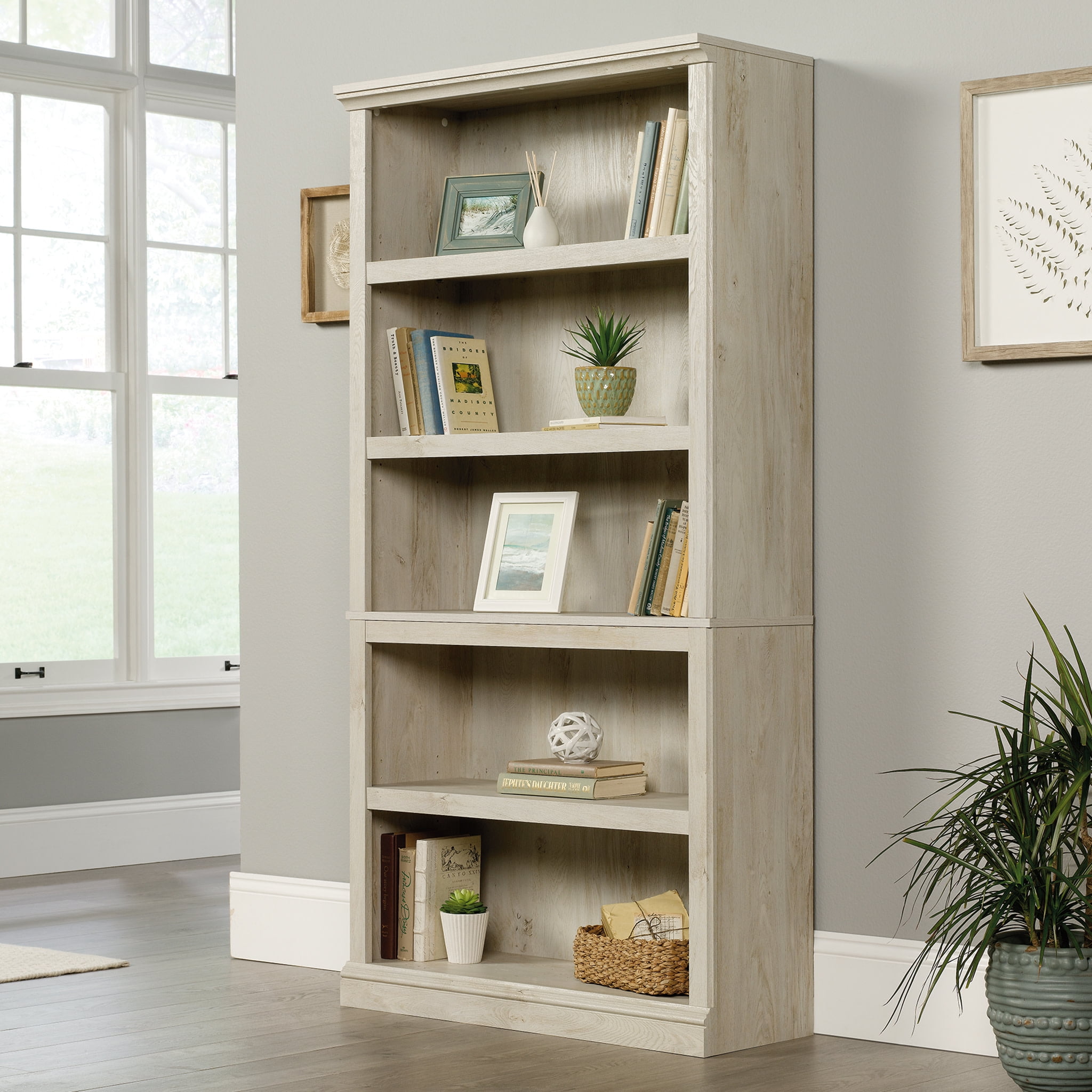 Sauder 5-Shelf Bookcase, Chalked Chestnut Finish Nepal | Ubuy