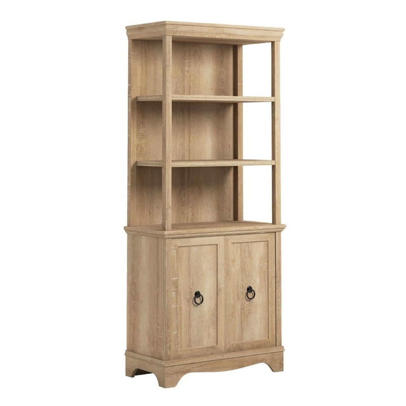 Sauder 5-Shelf Bookcase with Doors, Orchard Oak Finish, Open Shelving ...