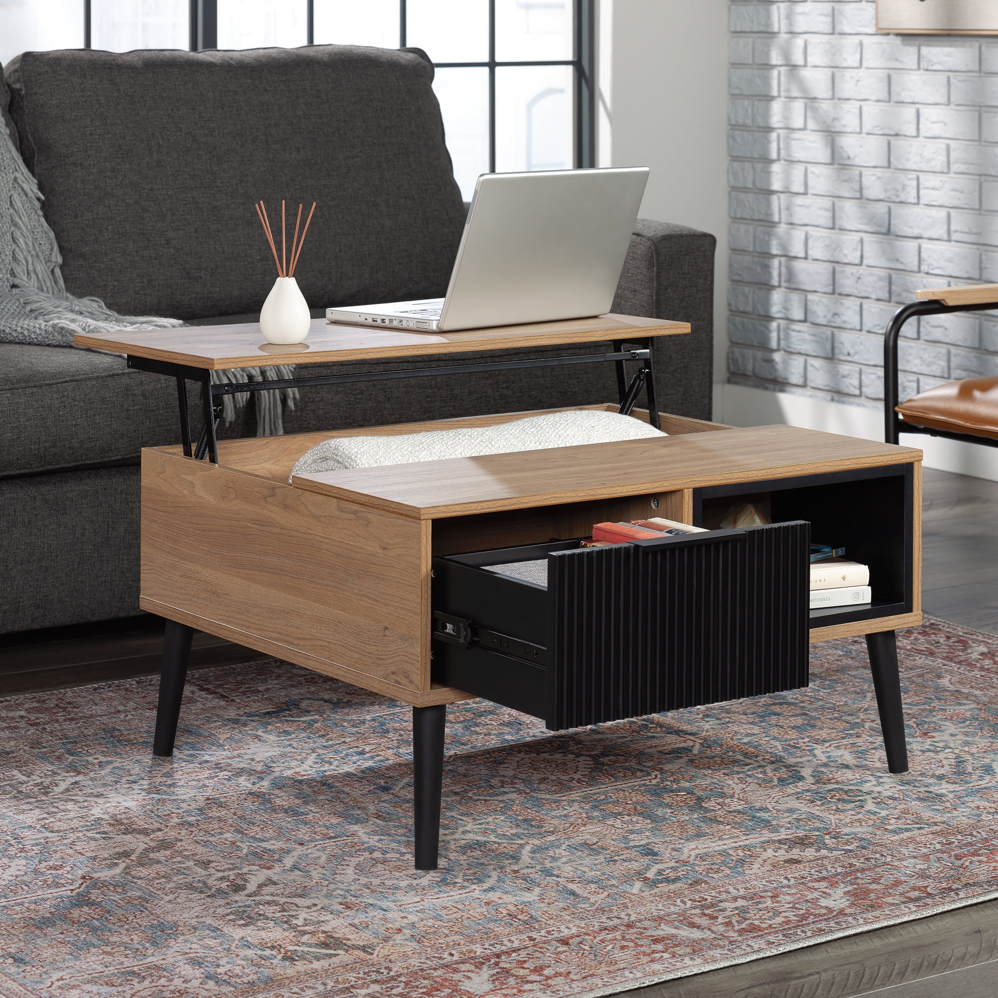 Sauder Ambleside Engineered Wood/Metal Lift-Top Coffee Table in Serene ...