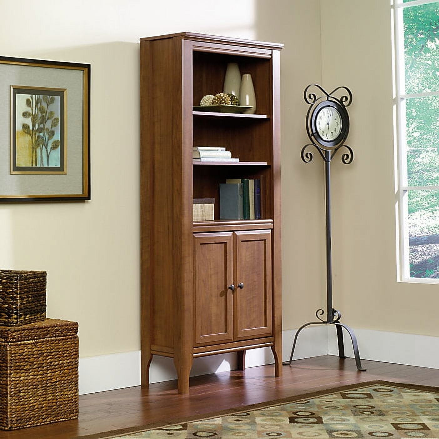 Sauder Appleton Library Bookcase With Doors, 5-Shelves, Sand Pear ...