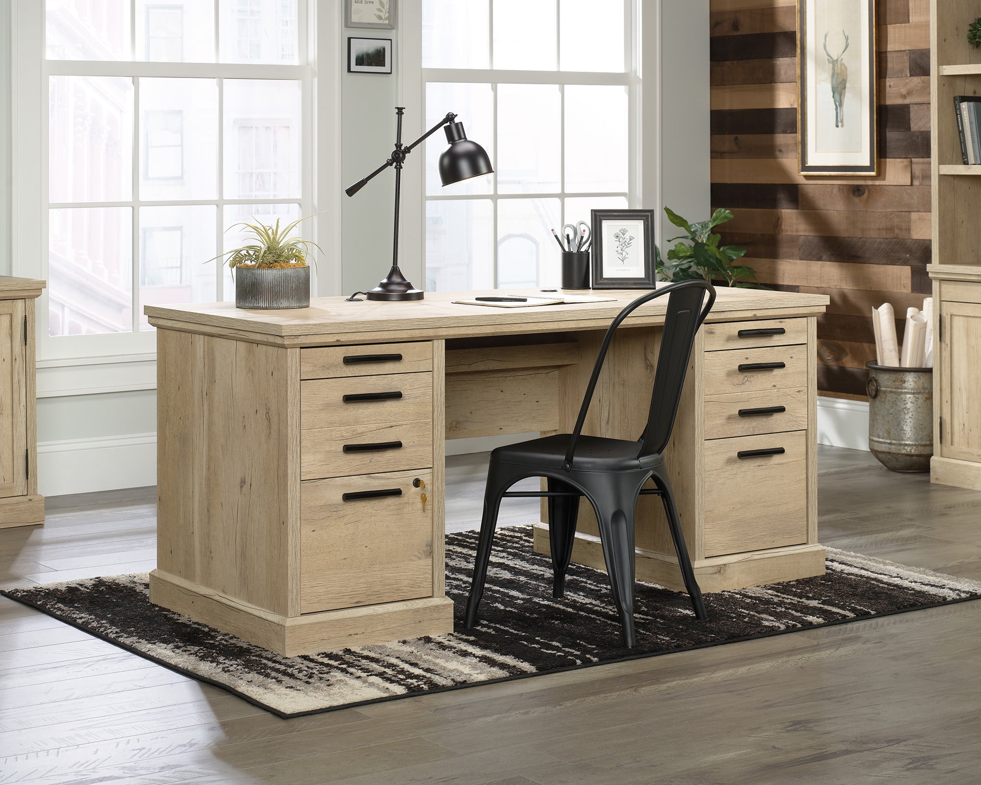 Sauder Aspen Post Engineered Wood Executive Desk in Prime Oak - Walmart.com