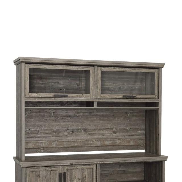 Sauder Aspen Post Hutch with Storage Doors in Pebble Pine/Brown ...