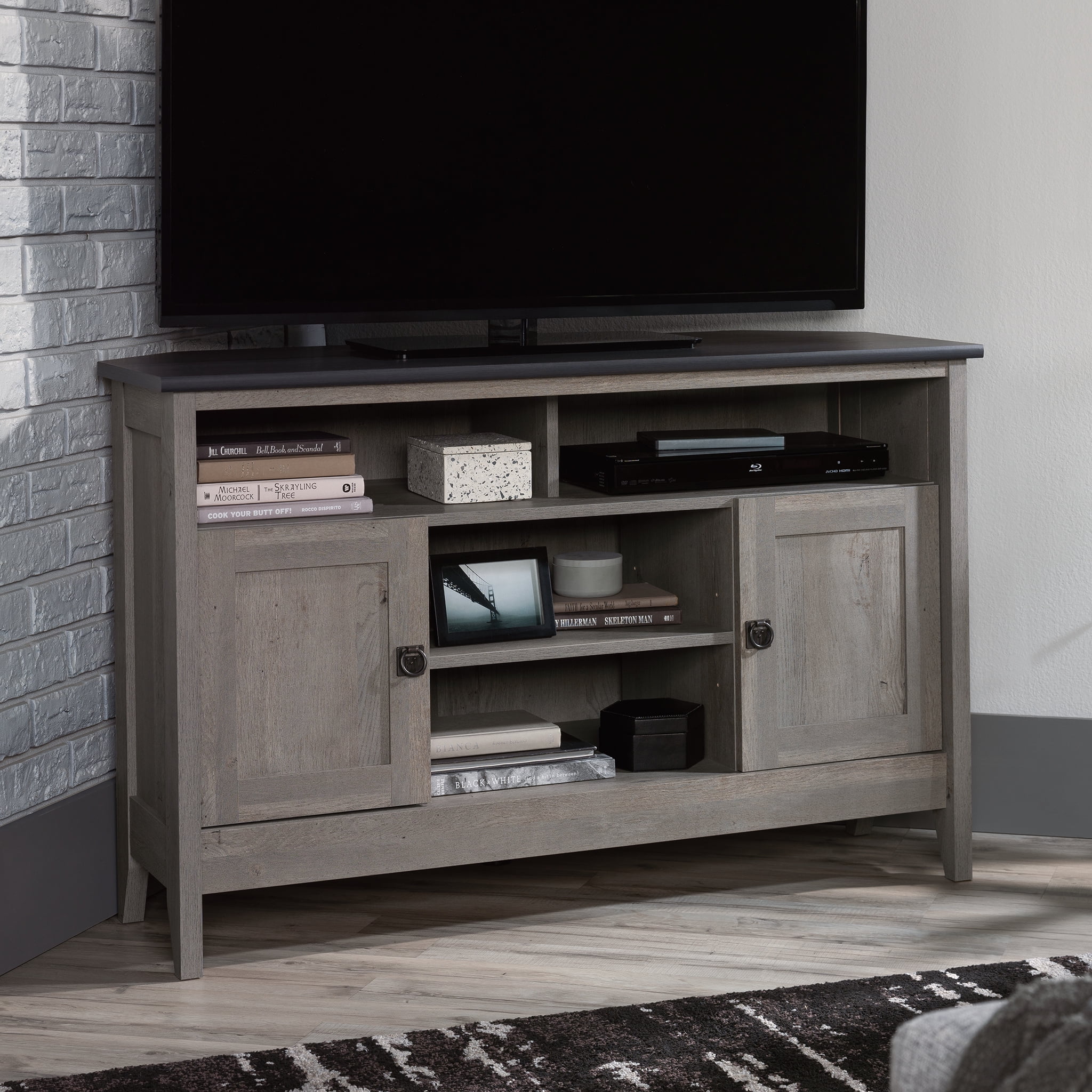 Sauder August Hill Corner TV Stand, for TVs up to 50", Mystic Oak ...