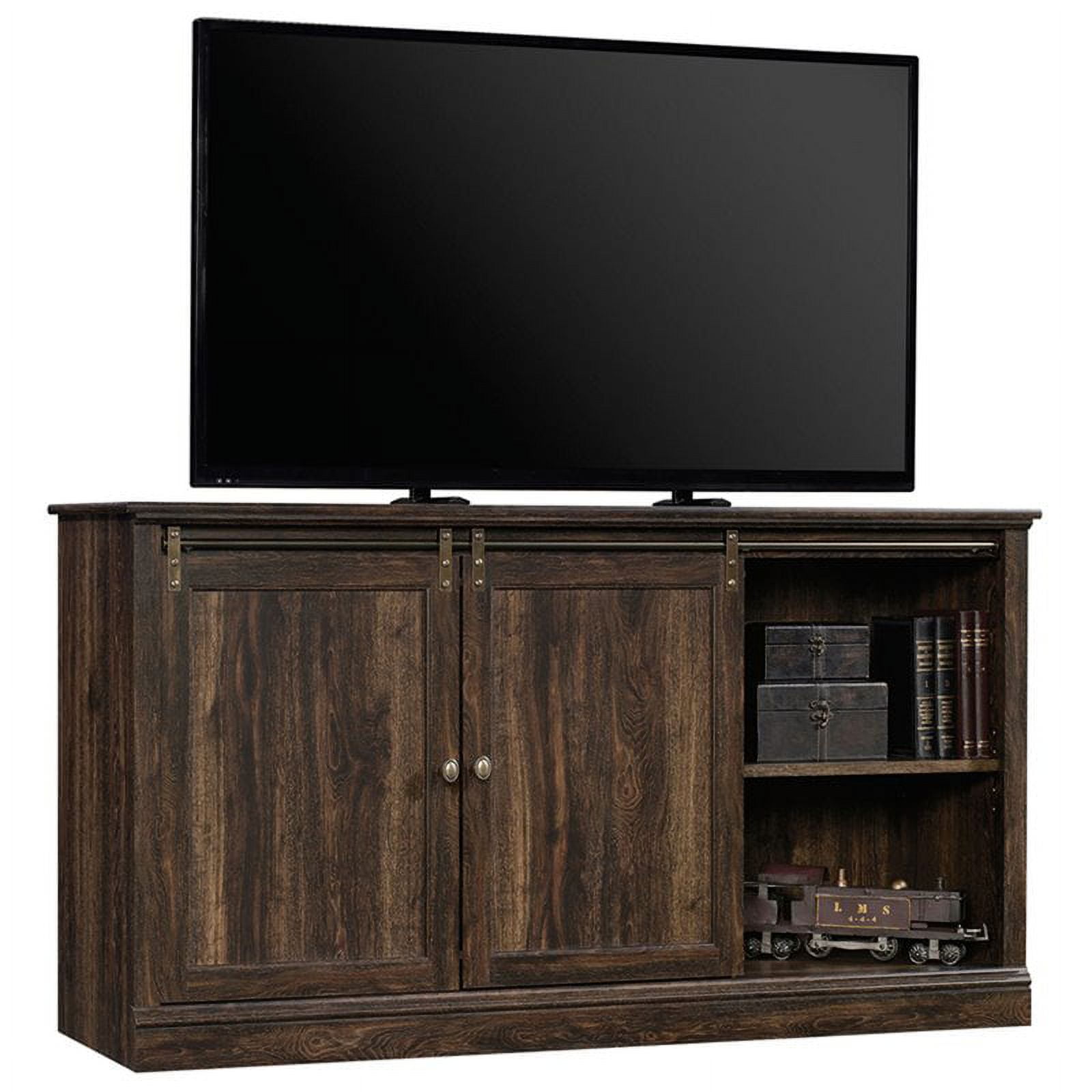 Sauder Barrister Lane Sliding Door TV Stand for TVs up to 60", Iron Oak ...