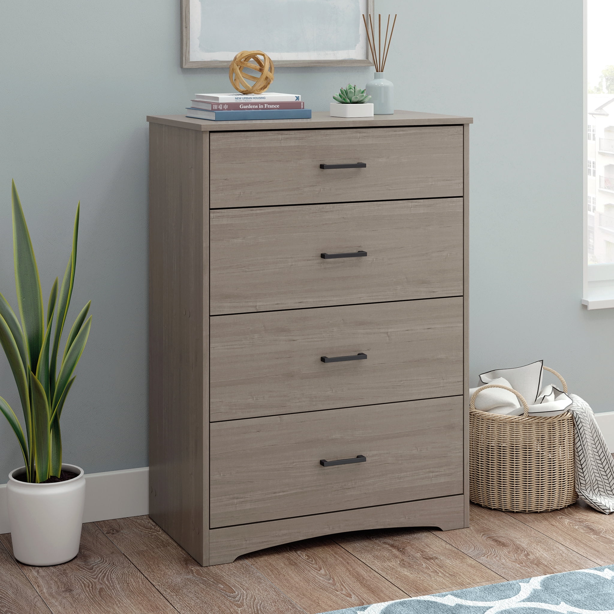 Sauder Beginnings 4-Drawer Dresser, Silver Sycamore Finish - Walmart.com