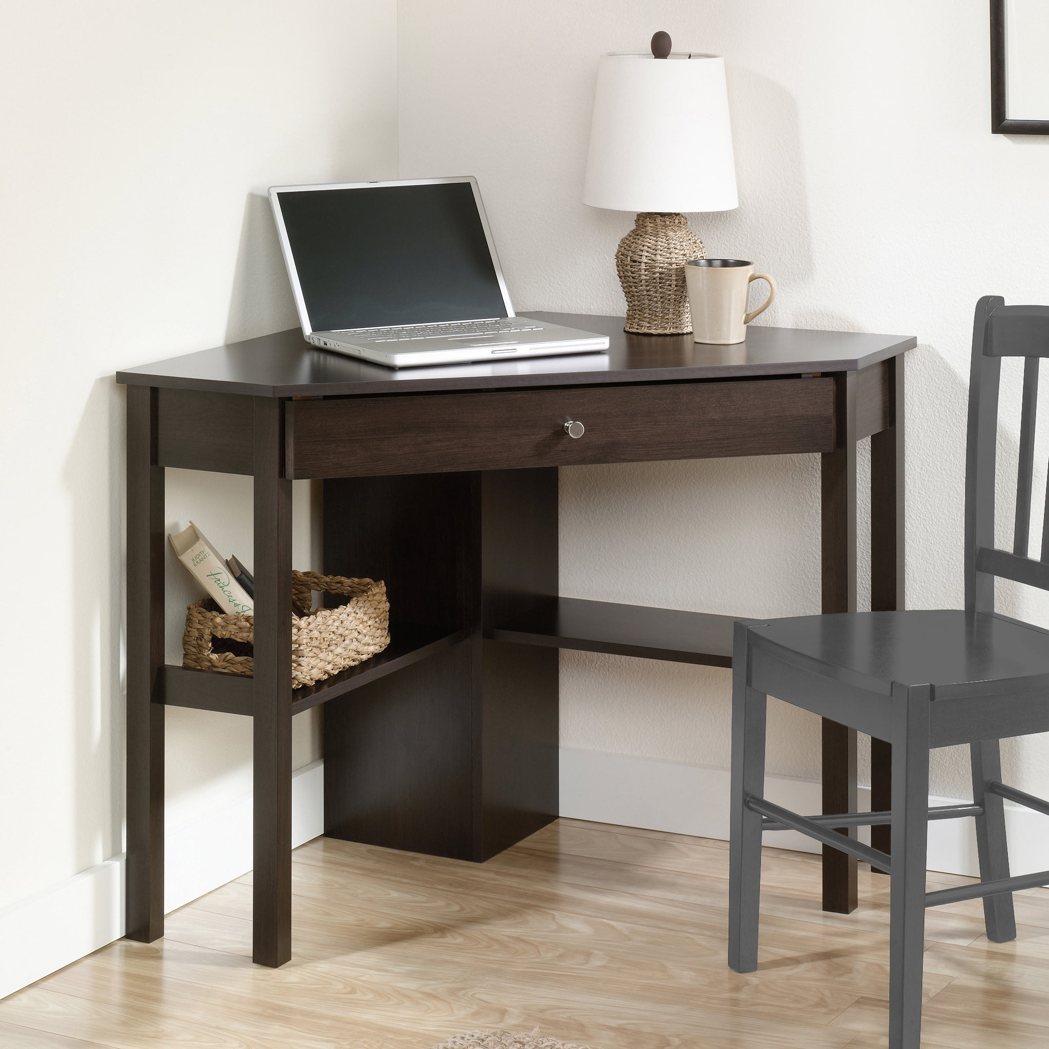 Sauder Beginnings Corner Computer Desk with Keyboard Tray, Cinnamon ...