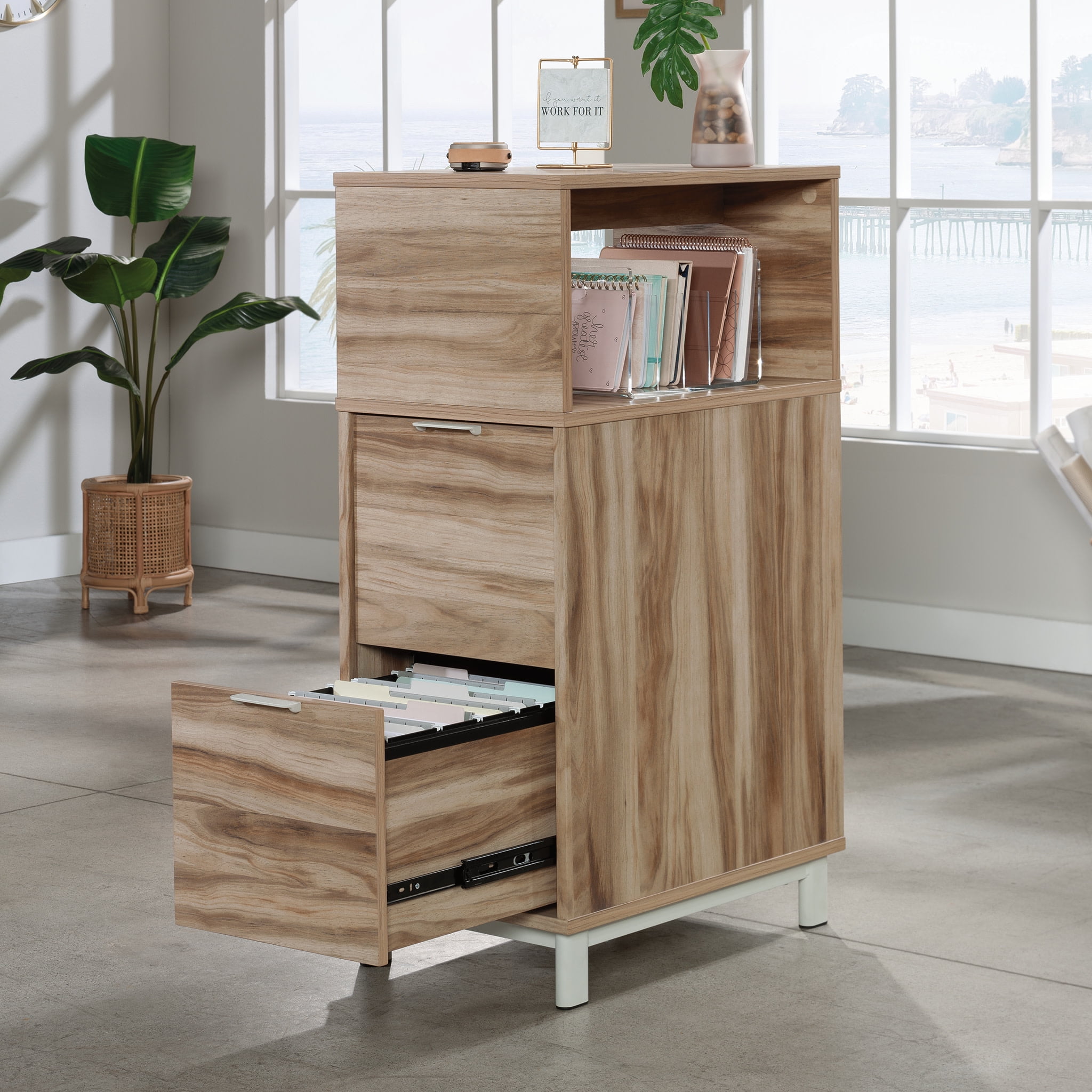 Sauder Bergen Circle Modern Office File Tower, Kiln Acacia Finish ...