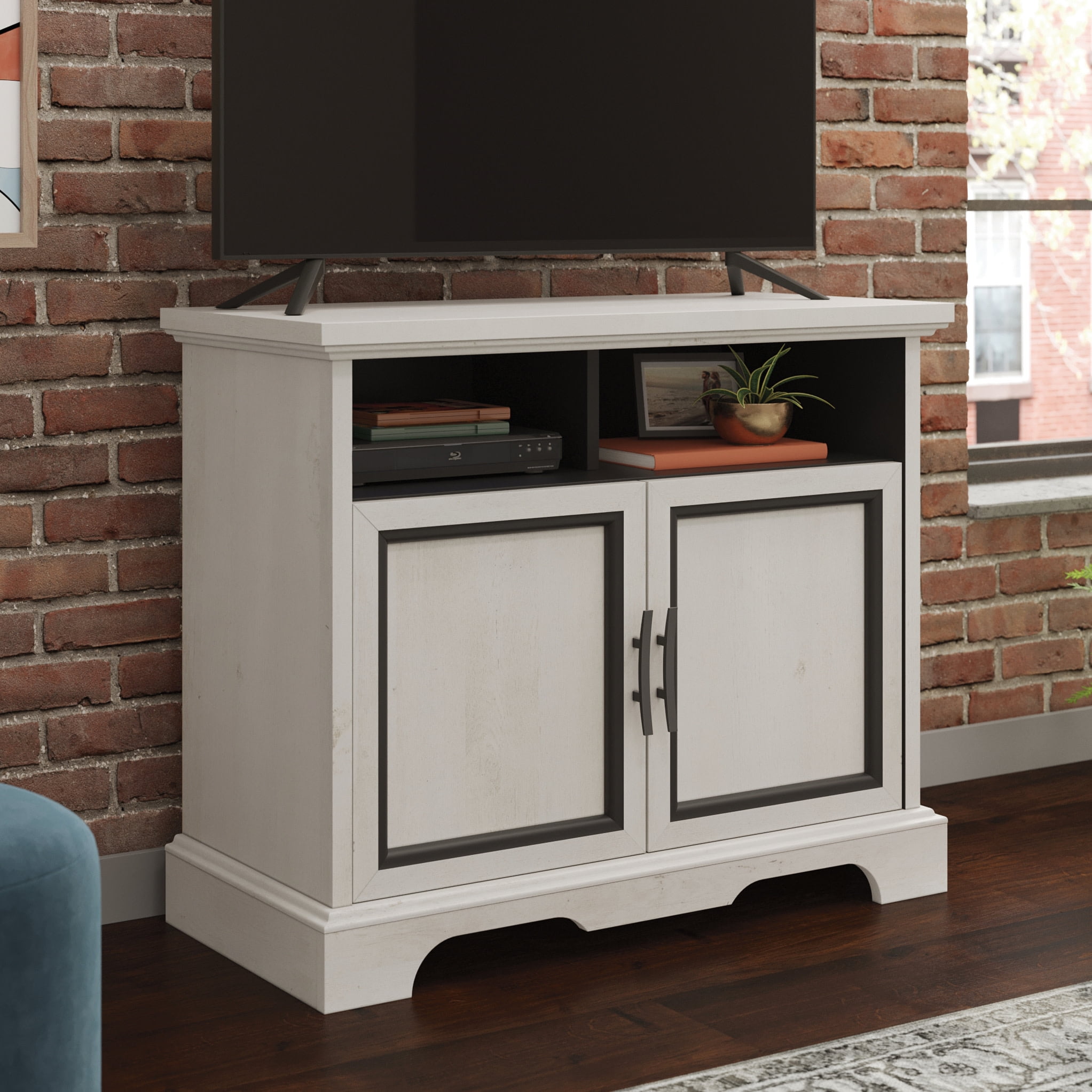 Sauder Carolina Grove TV Stand with Doors in Winter Oak for TVs up to ...