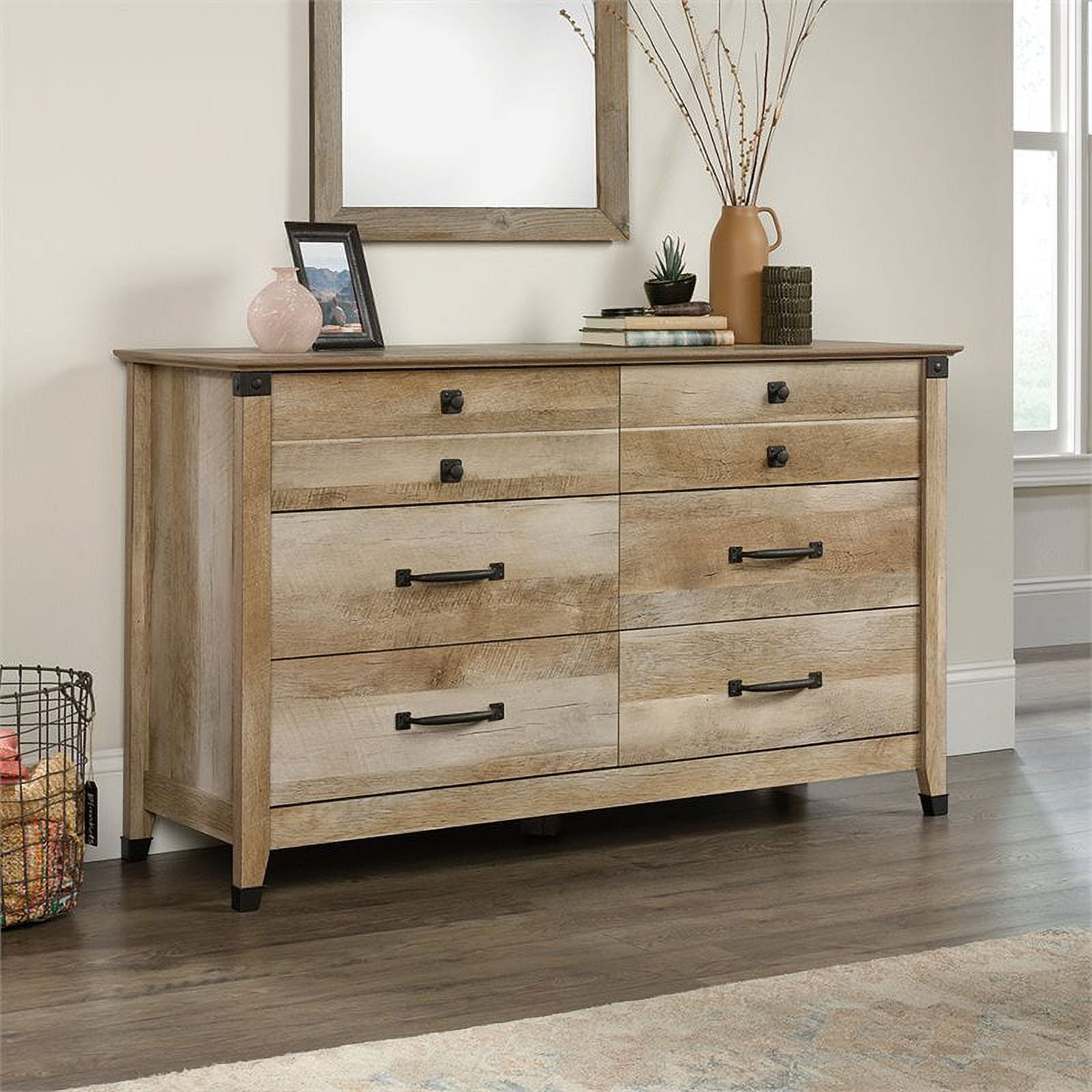 Sauder Carson Forge 6 Drawer Dresser, Lintel Oak Finish - Walmart.com