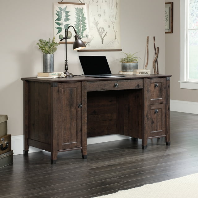 Sauder Carson Forge Computer Desk, Coffee Oak Finish - Walmart Business ...