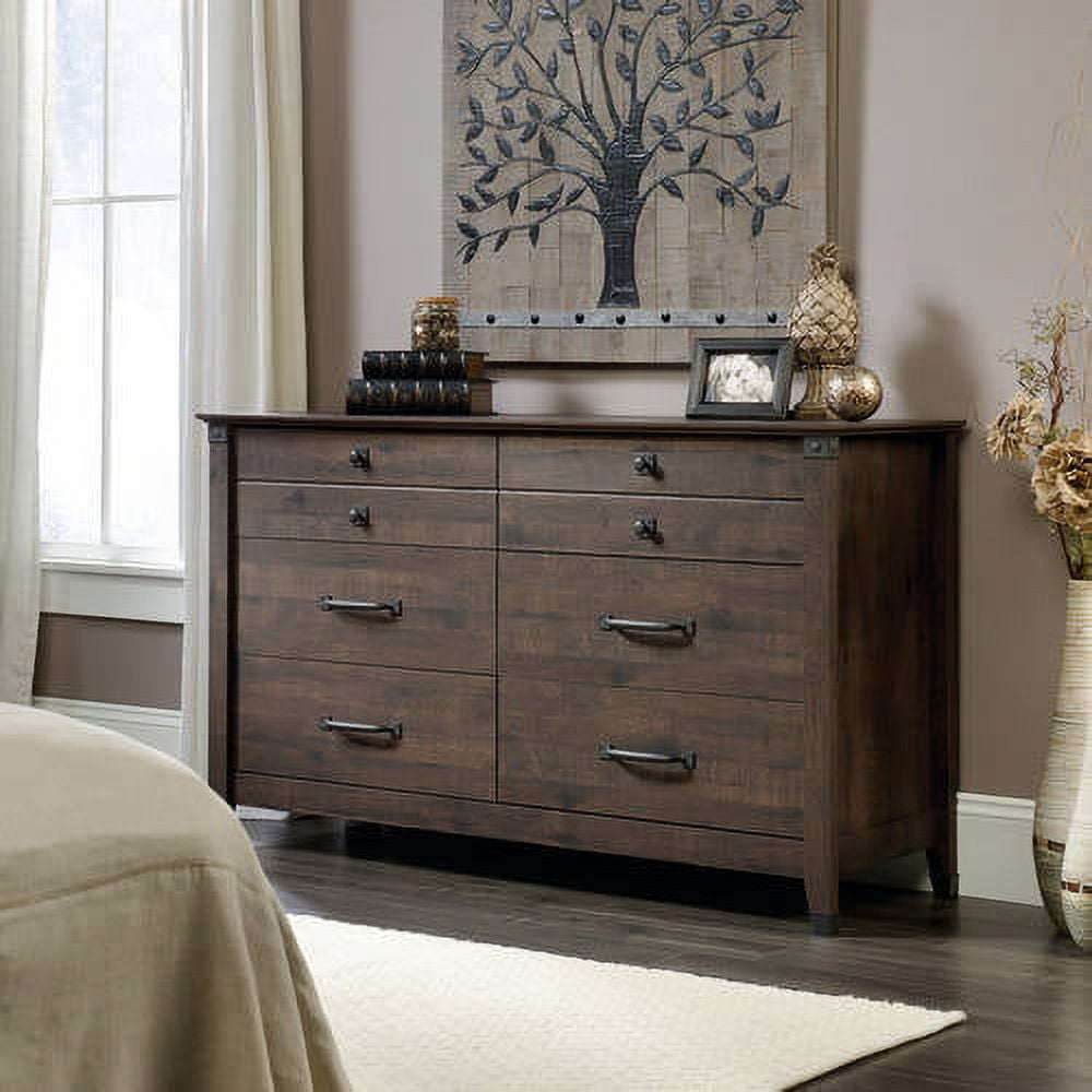 Sauder Carson Forge Dresser - Coffee Oak Finish - 6 Drawers - Walmart.com