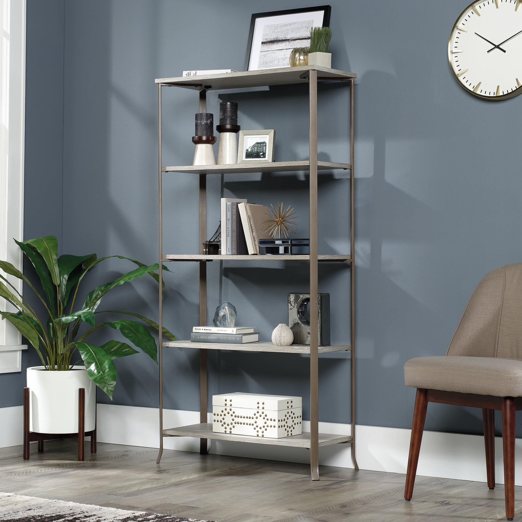 Sauder Center City 5 Shelf Bookcase, Champagne Oak Finish - Walmart.com