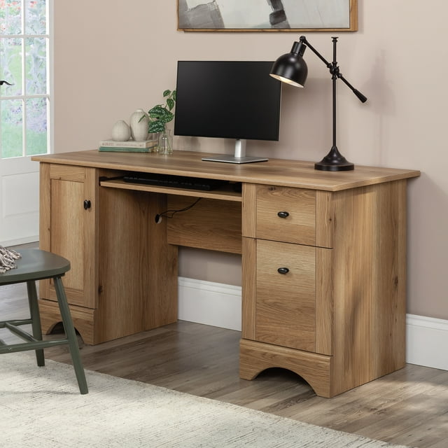 Sauder Home Office Computer Desk with Drawers, Timber Oak Finish ...