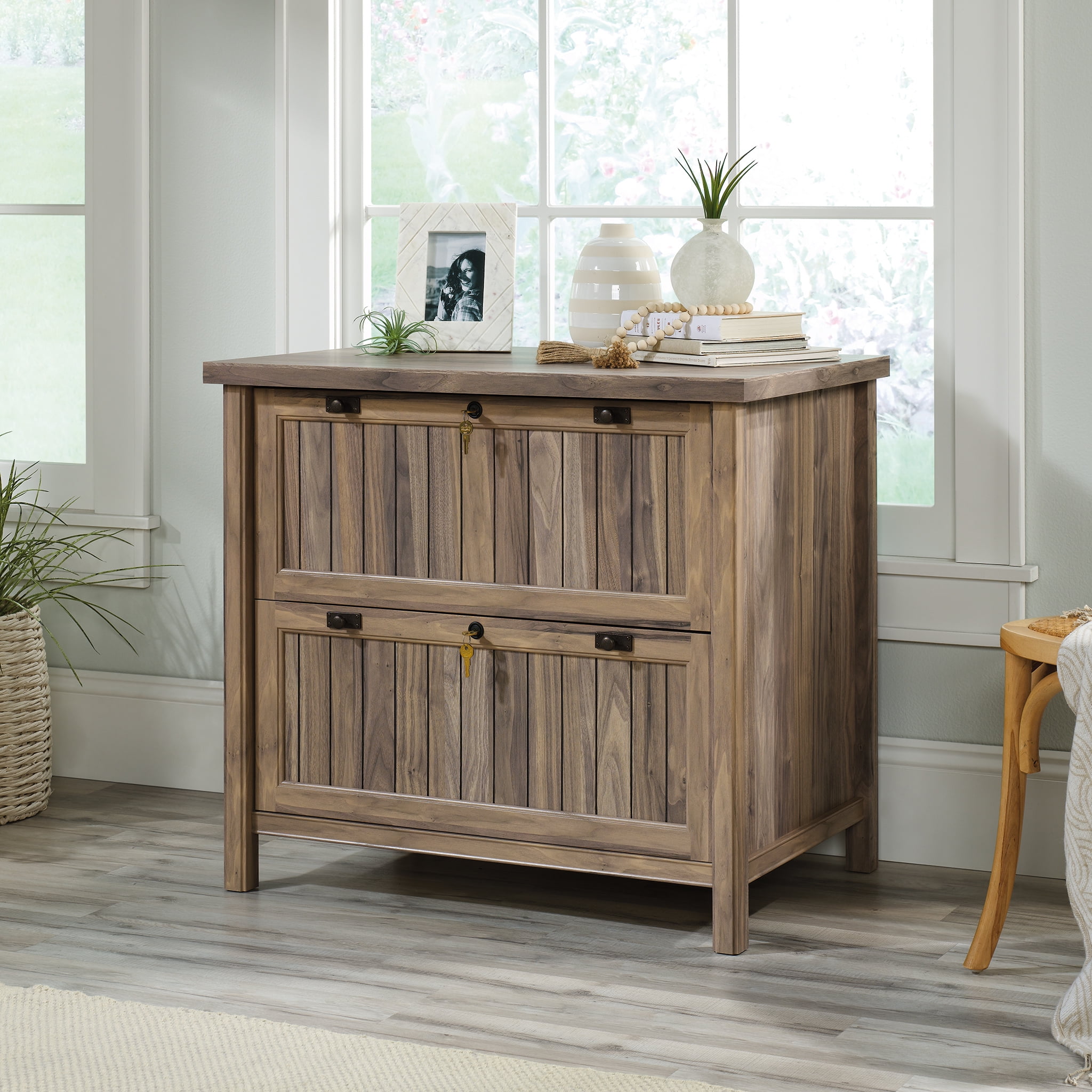 Sauder Costa 2-Drawer Lateral File Cabinet, Washed Walnut Finish ...