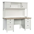 Sauder Cottage Road Engineered Wood Executive Desk with Hutch in White ...
