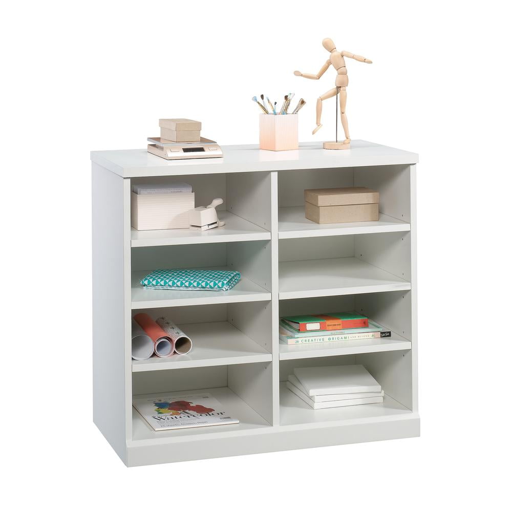 Sauder Craft Pro White Finish Engineered Wood Open Storage Cabinet ...