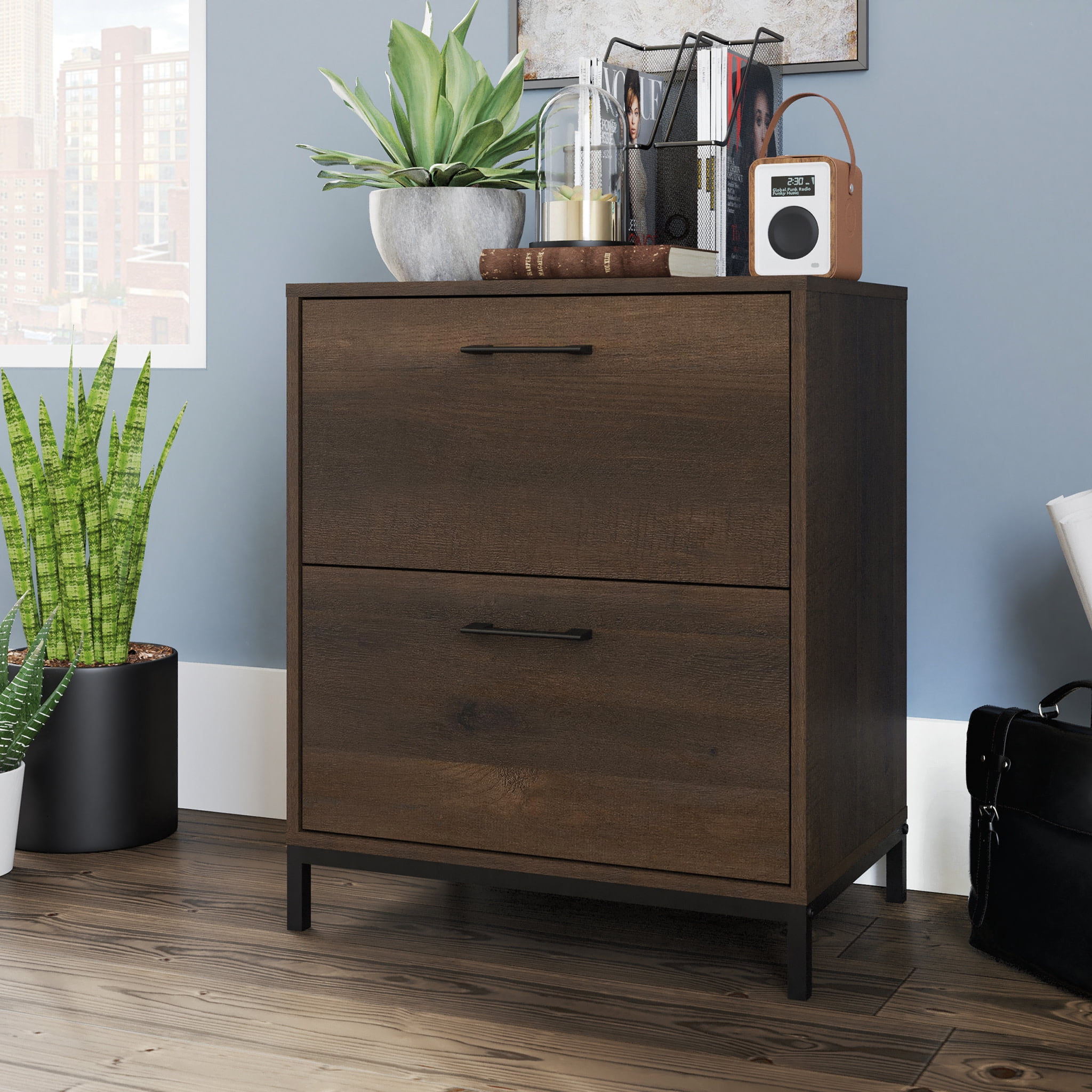 Sauder North Avenue 2 Drawer Lateral Filing Cabinet, Smoked Oak Finish ...