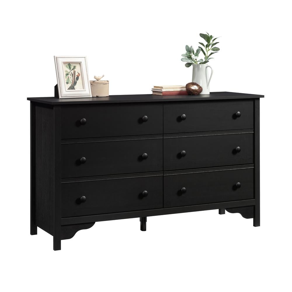 Sauder Dawson Trail Engineered Wood 6 Drawer Dresser in Raven Oak ...